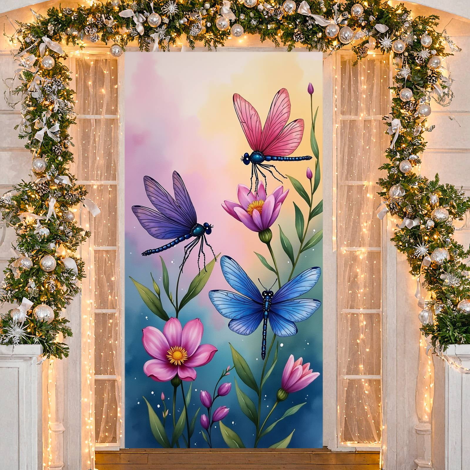 Floral Theme Grateful Banner Butterfly Accent Thankful Display Colorful ...