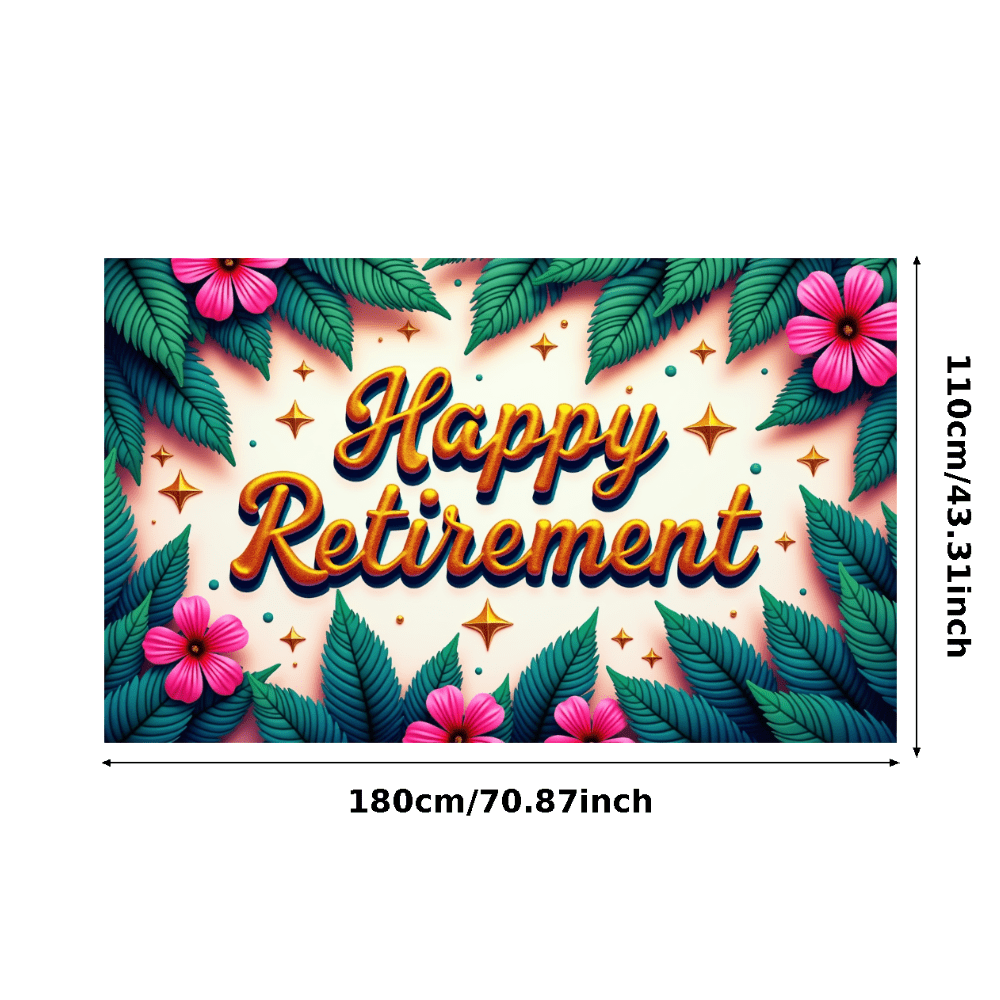 Floral Themed Happy Retirement Backdrop Banner Party Decoration ...