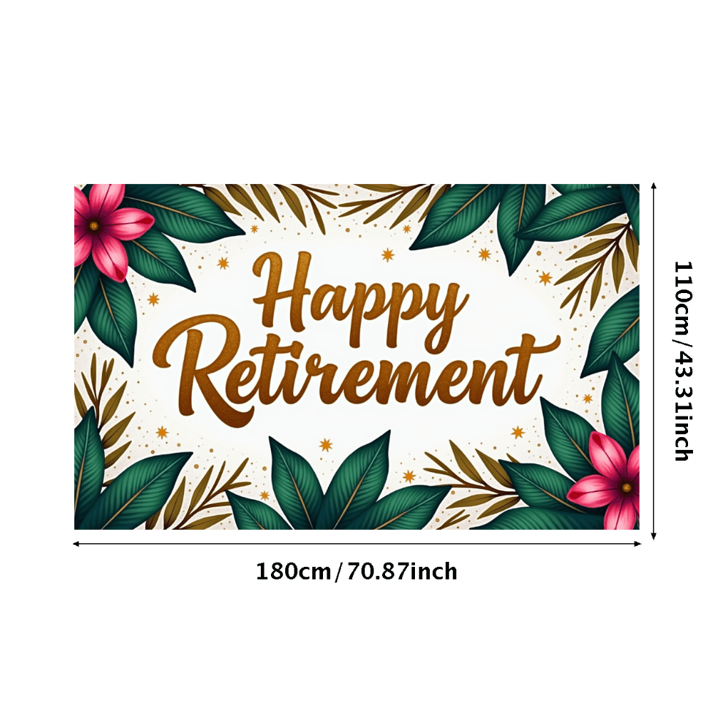 Floral Themed Happy Retirement Backdrop Banner Party Decoration ...