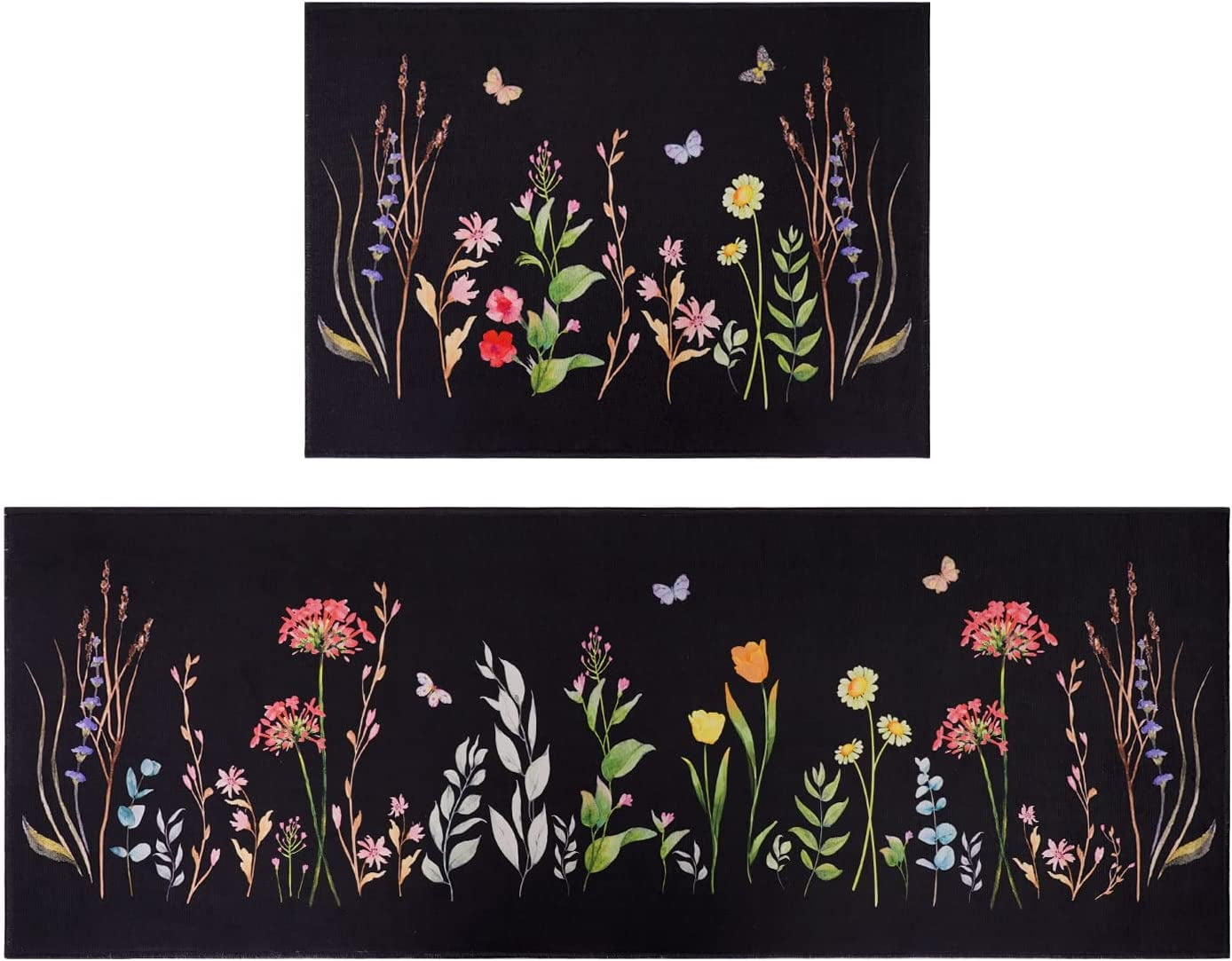 Floral Themed Kitchen Rug Set,Spring Kitchen Rugs Sunflower Runner Rugs ...