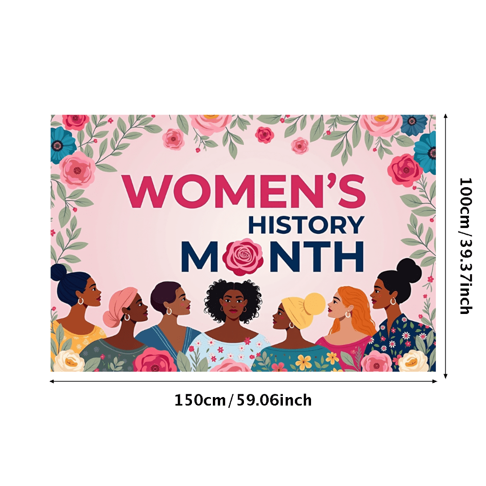 Floral Themed Womens History Month Banner Backdrop Party Decorations ...