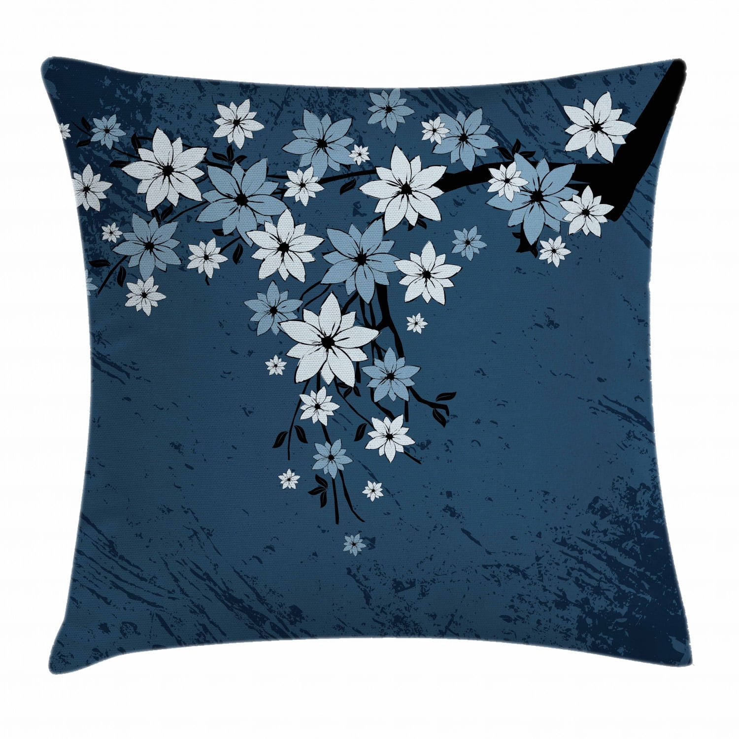 Floral Throw Pillow Cushion Cover, Spring Blooms on Grunge Backdrop ...