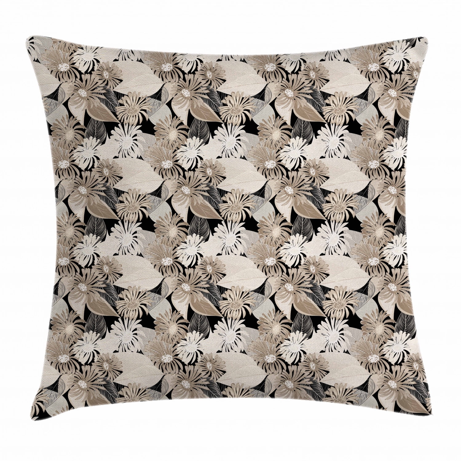 Floral Throw Pillow Cushion Cover, Vintage Plant Arrangement with Soft ...