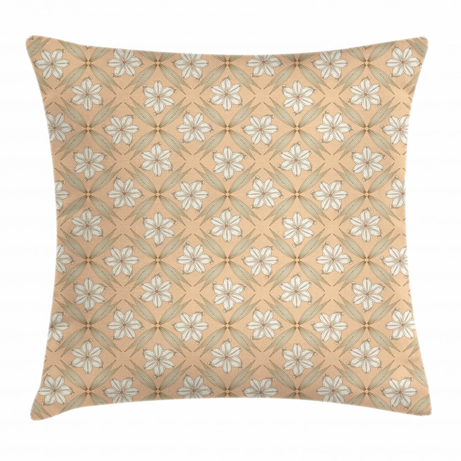 Floral Throw Pillow Cushion Cover, Vintage Style Illustration Lily ...