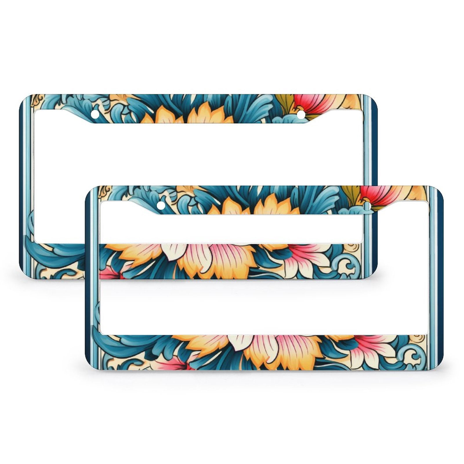 Floral Tile License Plate Cover 2 Pieces Modern Farmhouse Decor Floral ...