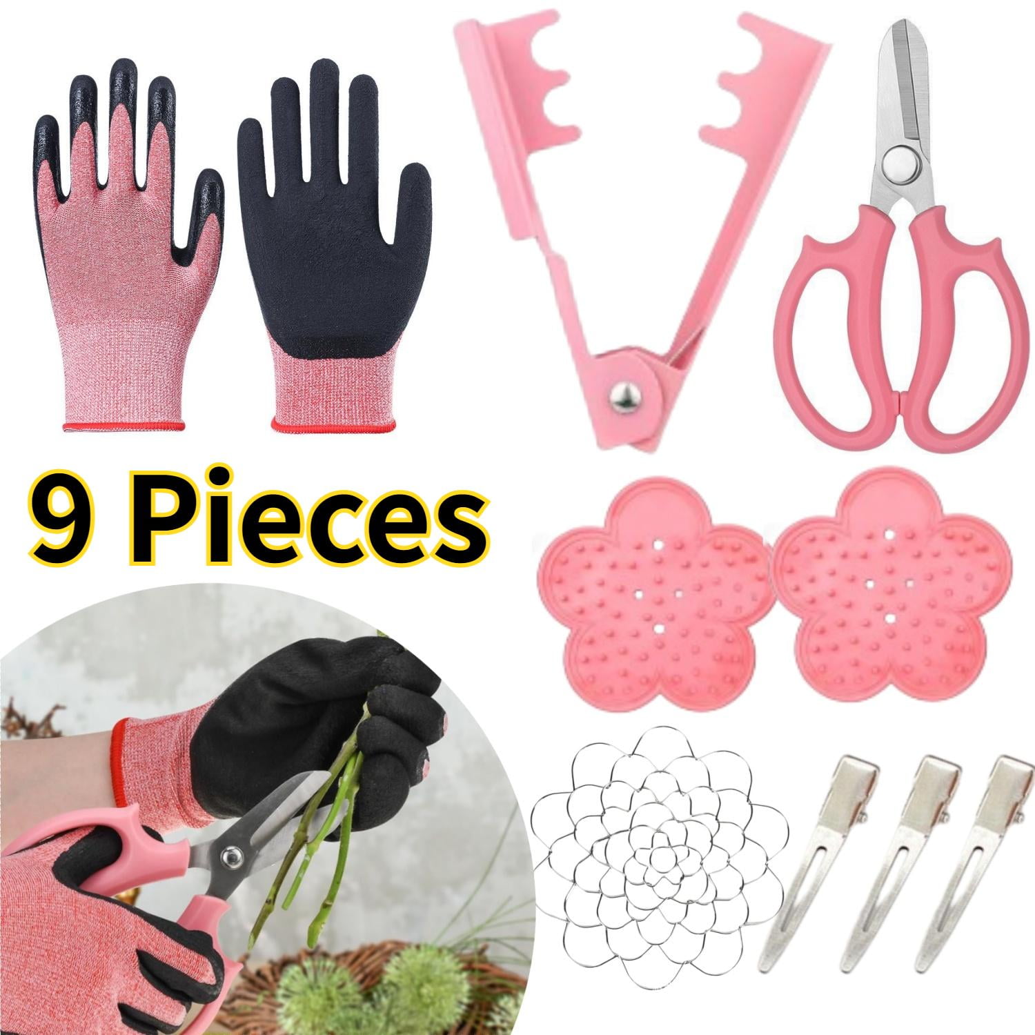 Floral Toolkit 9 Pieces Rose Thorn Remover Tool Garden Pruning Shears ...