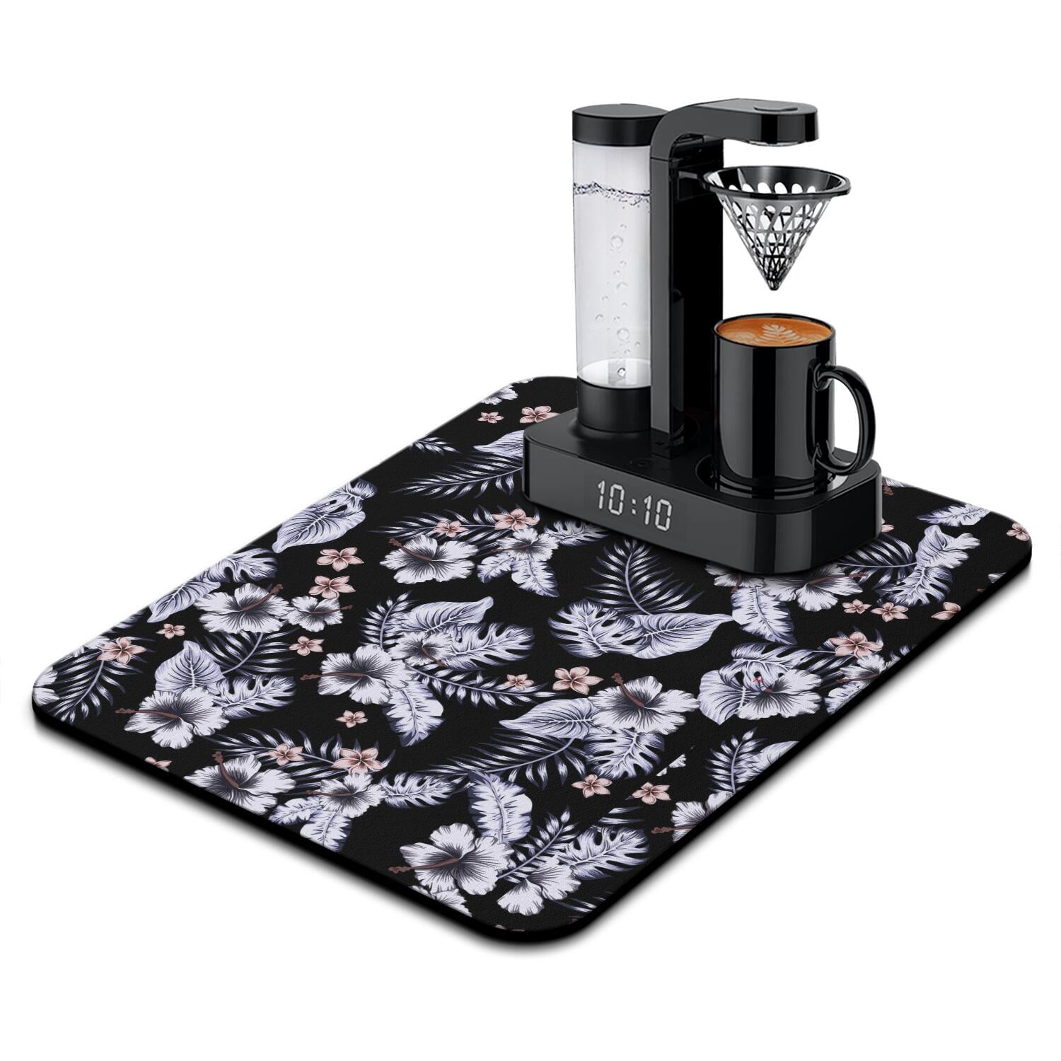 Floral Tropical Beach Coffee Station Mat - 12x20 Inch Absorbent Pad ...
