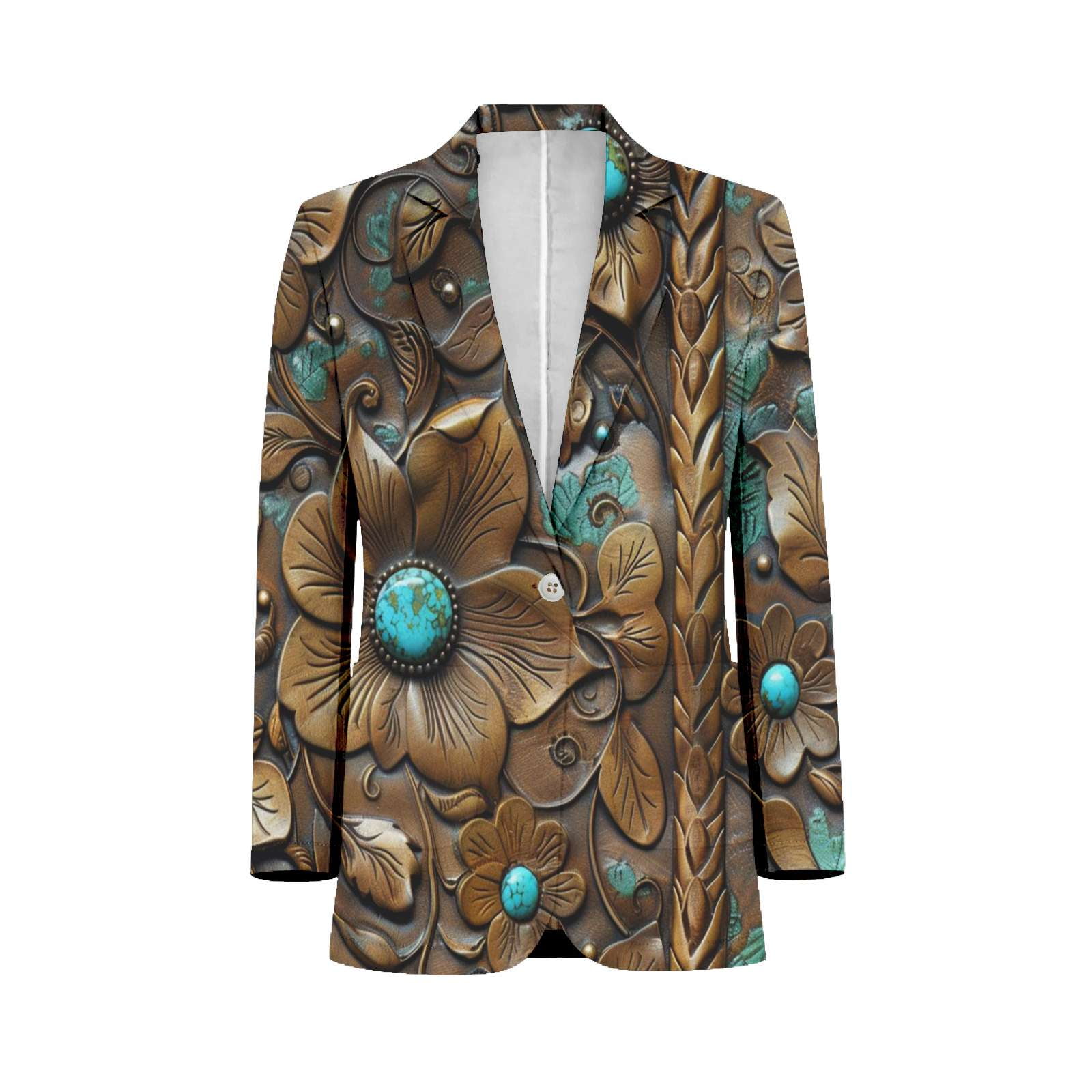 Floral Turquoise Copper Pattern Customized Men's Suits full man Shawl ...