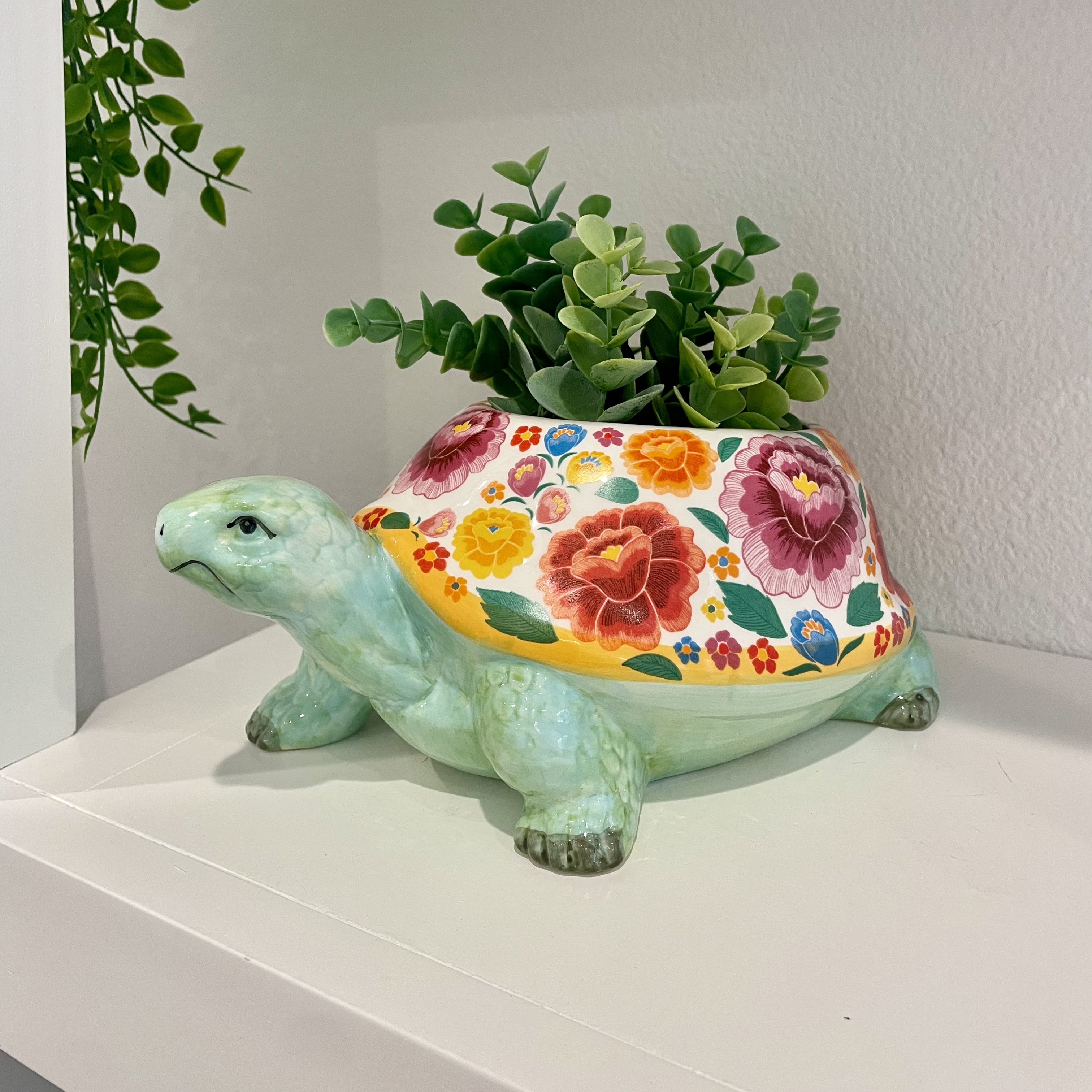 Floral Turtle Planter | Turtle Planter Pot | Succulent Planter ...