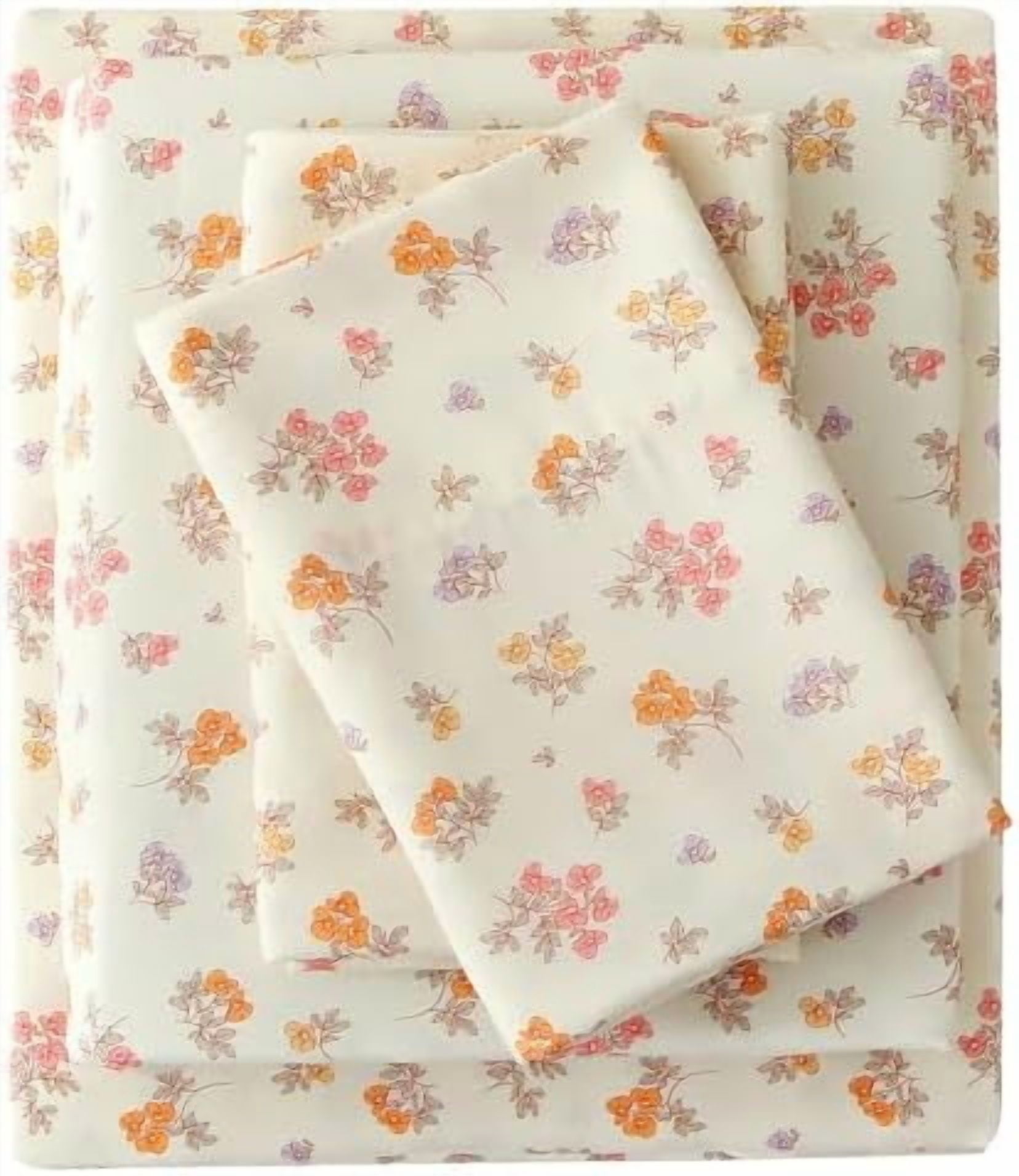 Floral Twin Sheet Set - 3 Piece Vintage Yellow Boho Flower Patterned ...