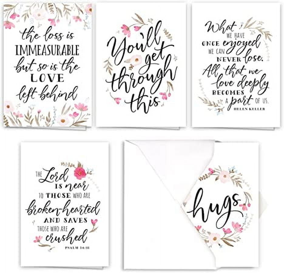 Floral Typography Sympathy Card Pack / 25 Condolences Card Set / 5 ...