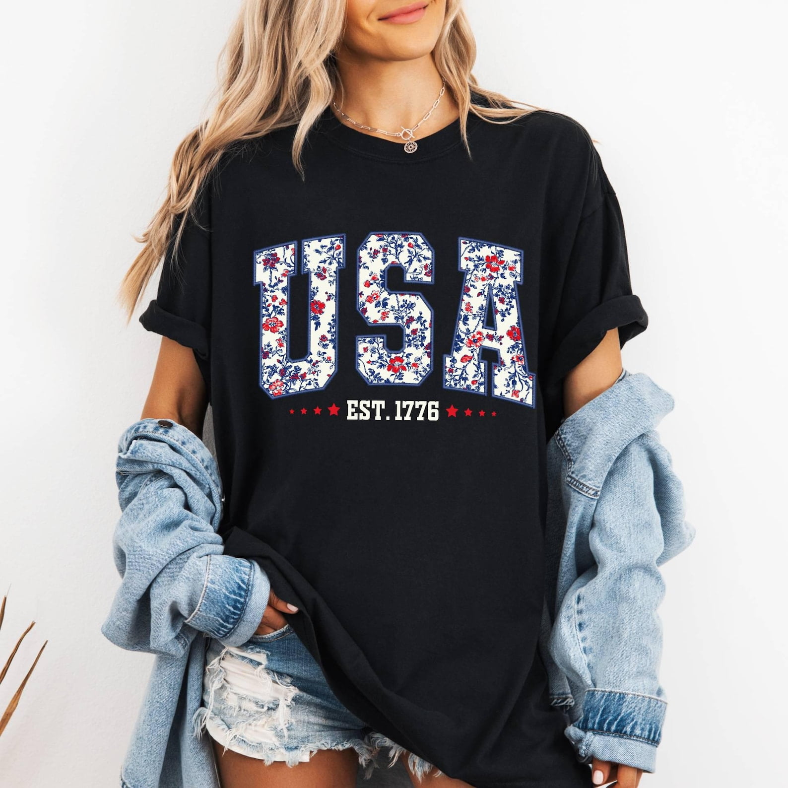 Floral USA Shirt, America Shirt, Fourth of July Shirt,4th of July Tee ...