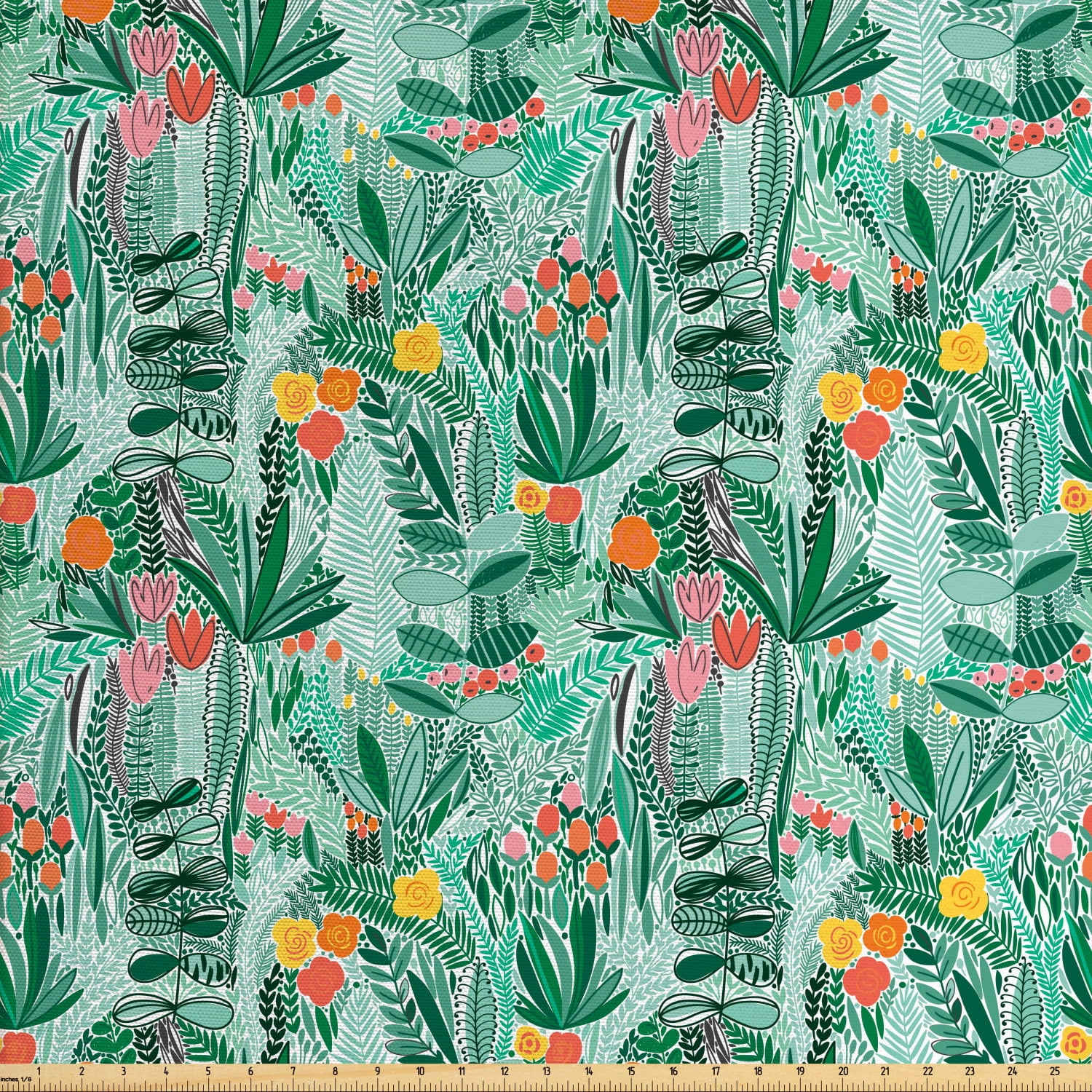 Floral Upholstery Fabric by the Yard, Expressionist Pink Tulips Flowers ...