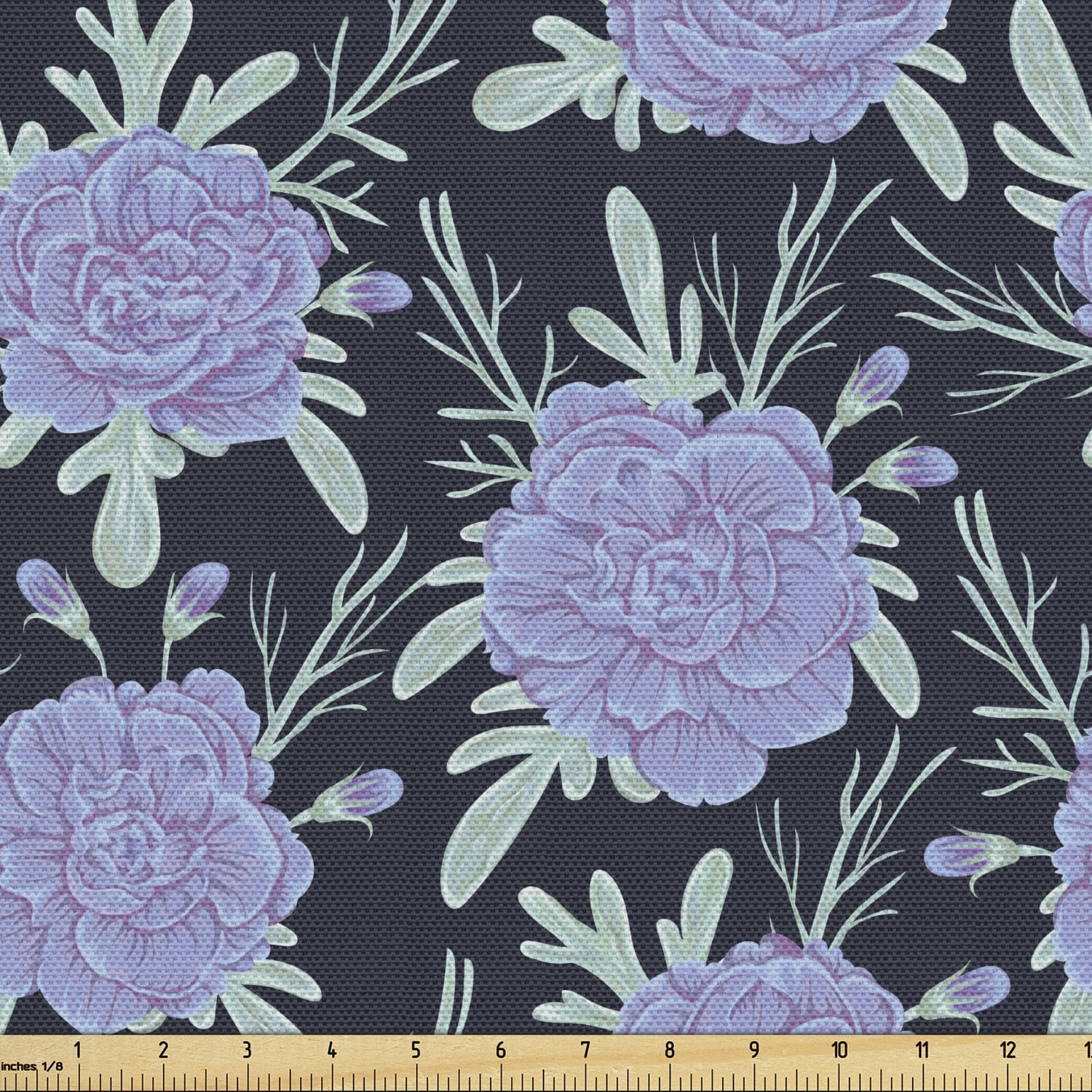 Floral Upholstery Fabric by the Yard, Geranium Flowers Print on Dark ...