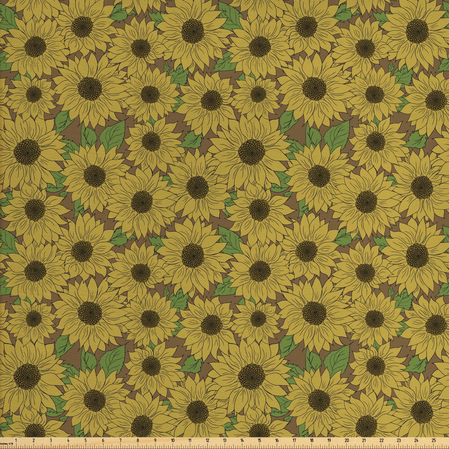 Ambesonne Floral Fabric by the Yard Upholstery, Sunflowers Nature ...