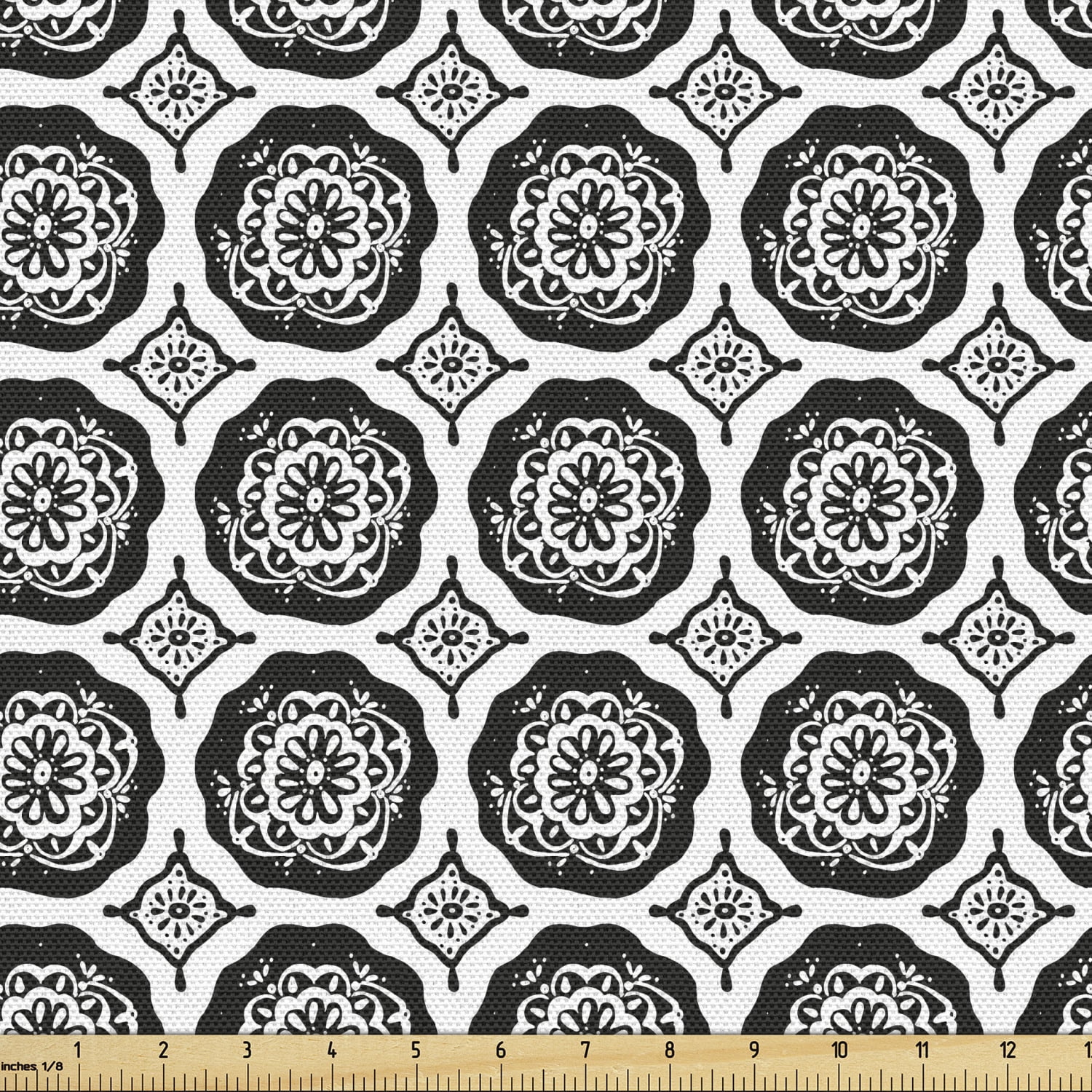 Ambesonne Floral Fabric by the Yard Upholstery, Repetitive Flowers ...