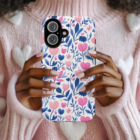 Floral Valentines Hearts Romantic Themed Phone Case with iPhone 17 to ...