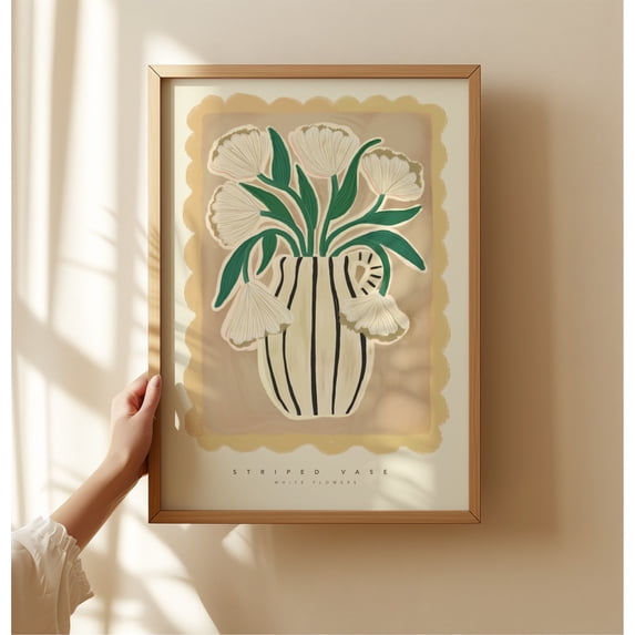 Floral Vase Art Print Neutral Boho Scandi Gallery Wall Decor - Walmart.com