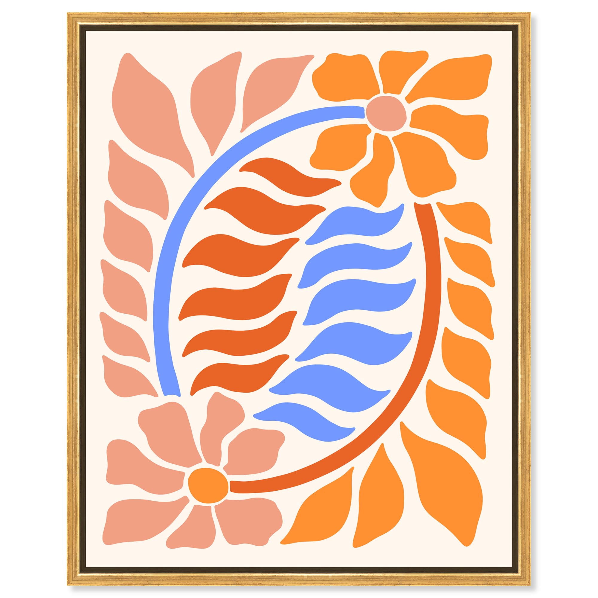 Floral Vine II Canvas Trendy Retro Posters by Art Remedy, Gold Frame ...