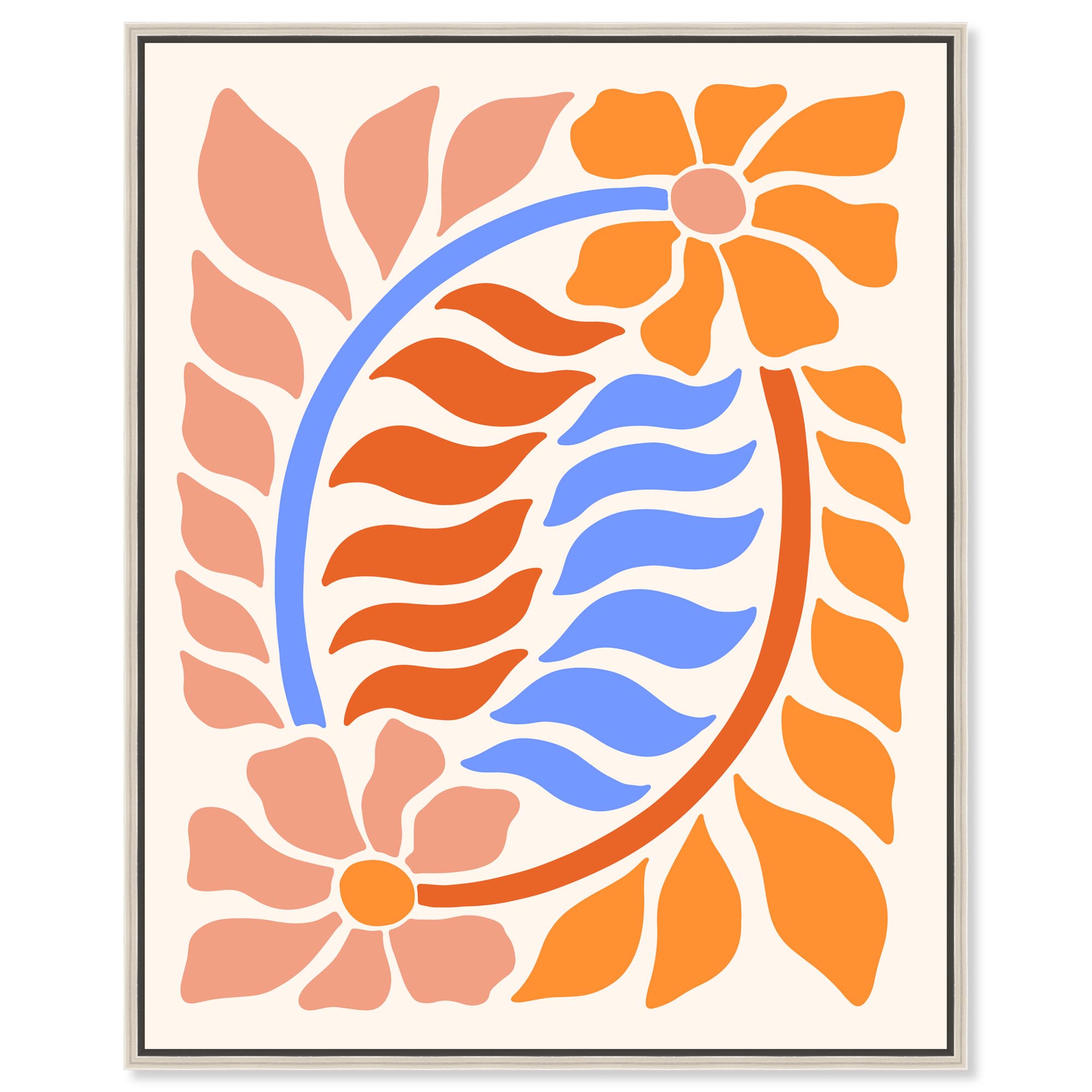 Floral Vine II Canvas Trendy Retro Posters by Art Remedy, Silver Frame ...