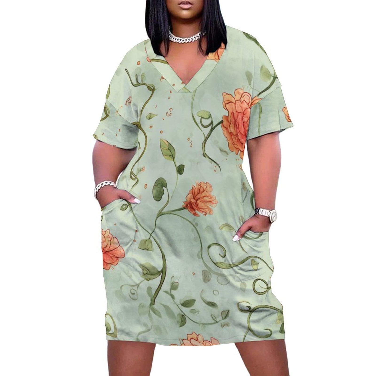 Floral Vine Pattern Soft Pastel Hues Summer Sundress for Curve Women ...