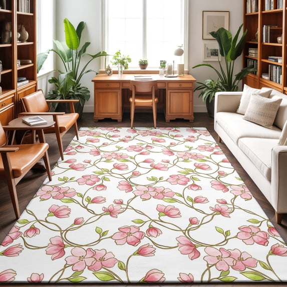 Floral Vines 3'x5' Rug for Bedroom Foot of Bed Small Living Room ...