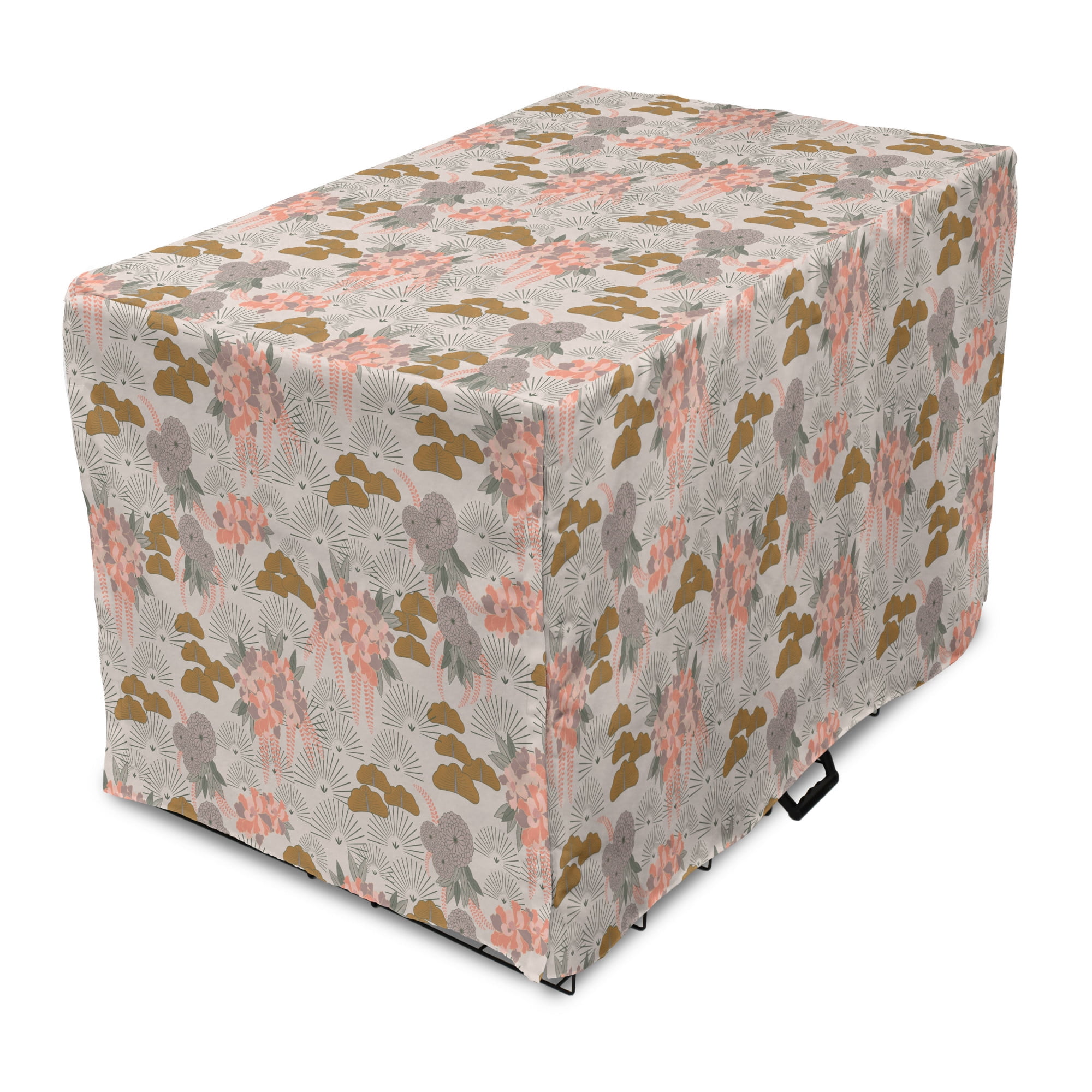 Floral Vintage Dog Crate Cover, Pattern of Aster Flowers Japanese ...