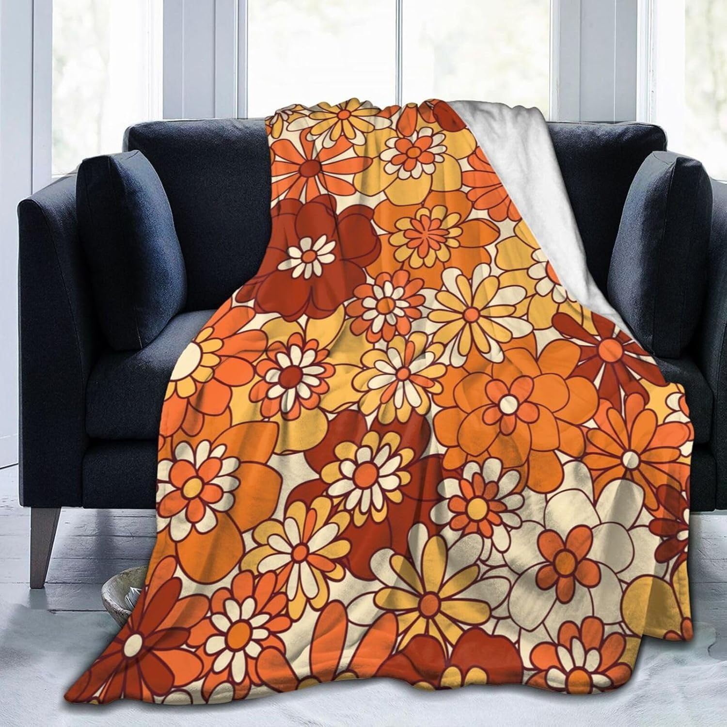 Floral Vintage Hippie Flower Retro Blanket Soft Lightweight Throw ...