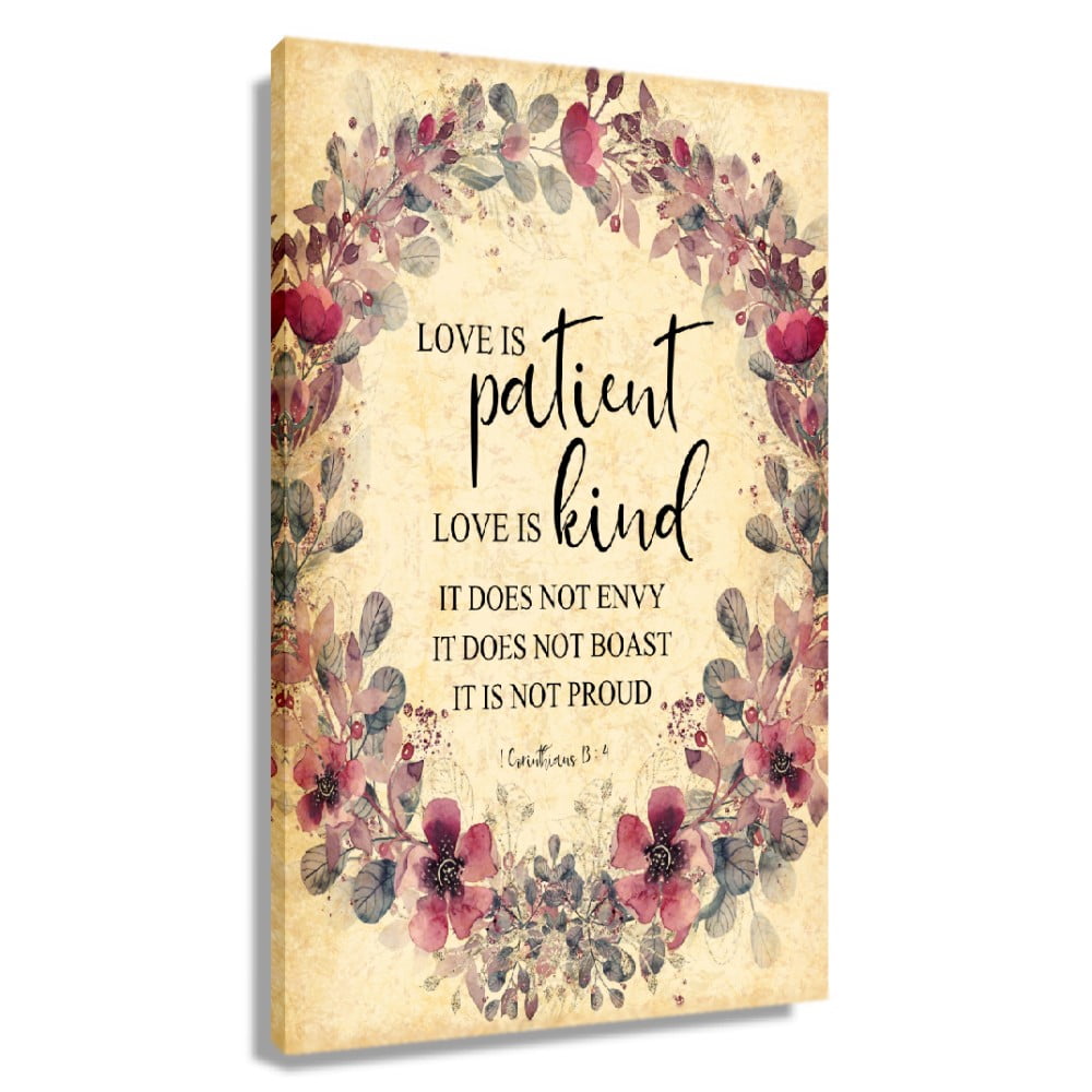 Floral Wall Art 1 Corinthians 13 4 Bible Verse Poster Prints Wall Decor ...