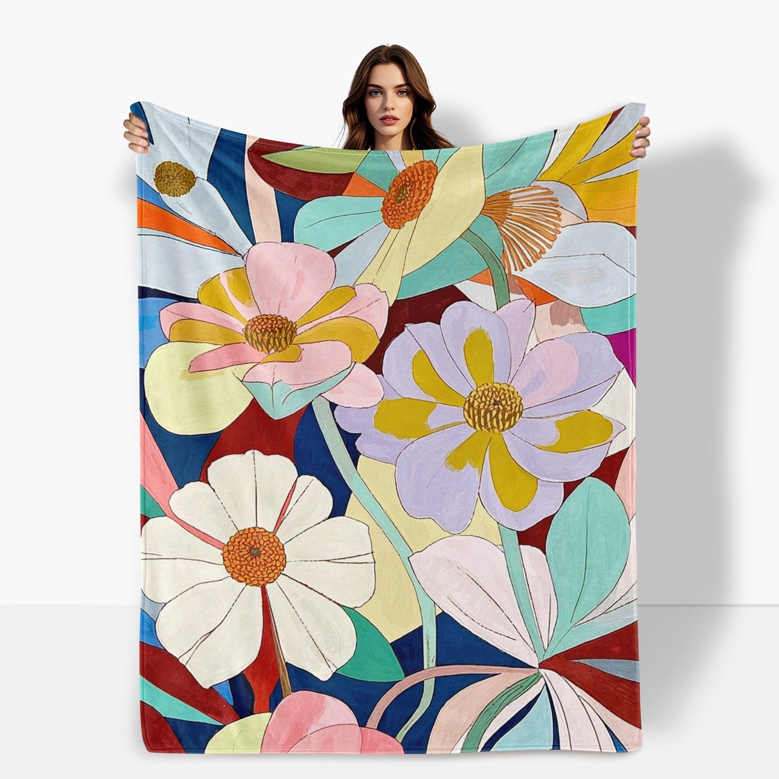 Floral Wall Hanging Colorful Themed Cozy Fleece Blanket Soft Warm ...