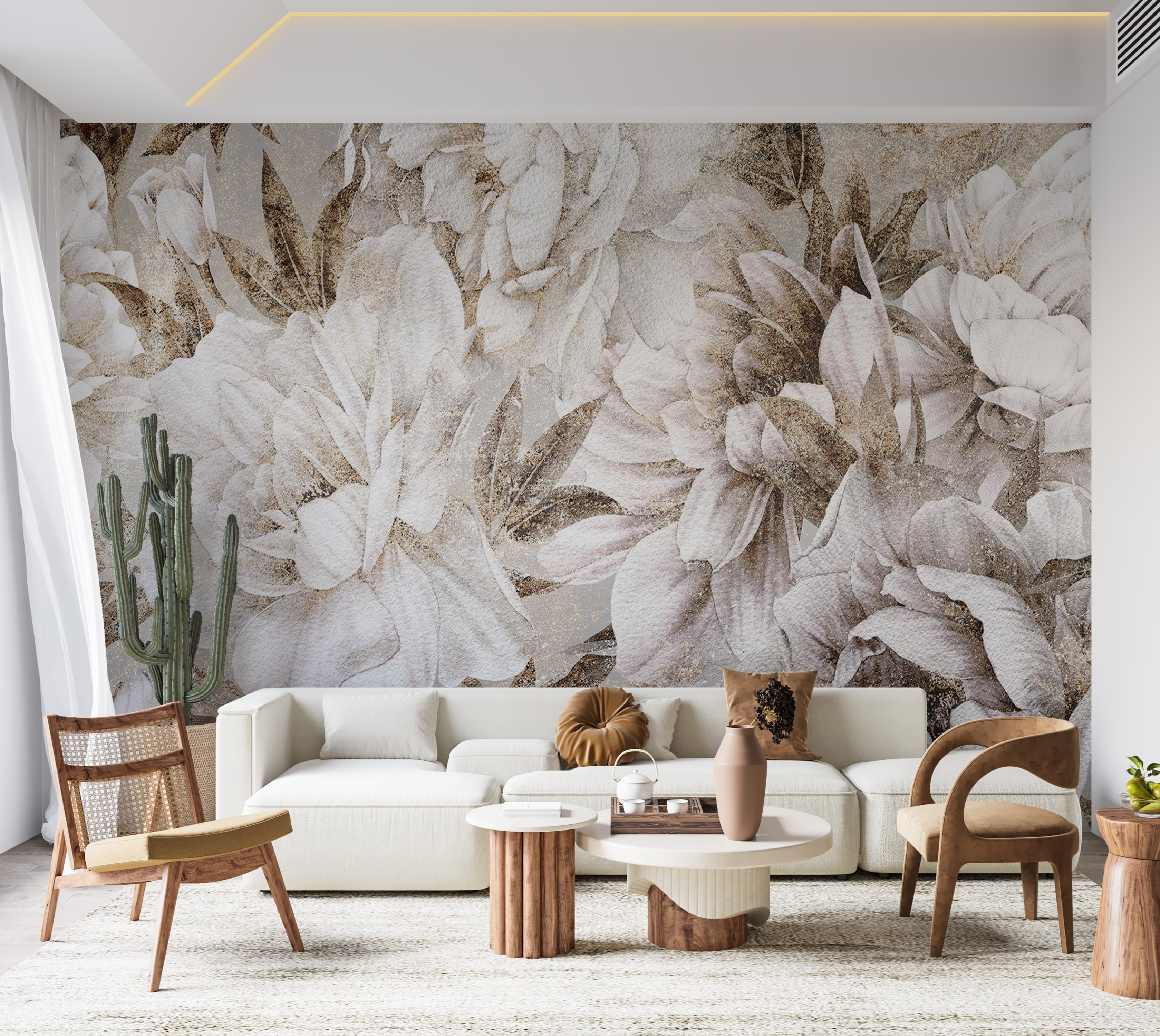 Floral Wallpaper Wall Mural - Vintage Blooming - Walmart.com
