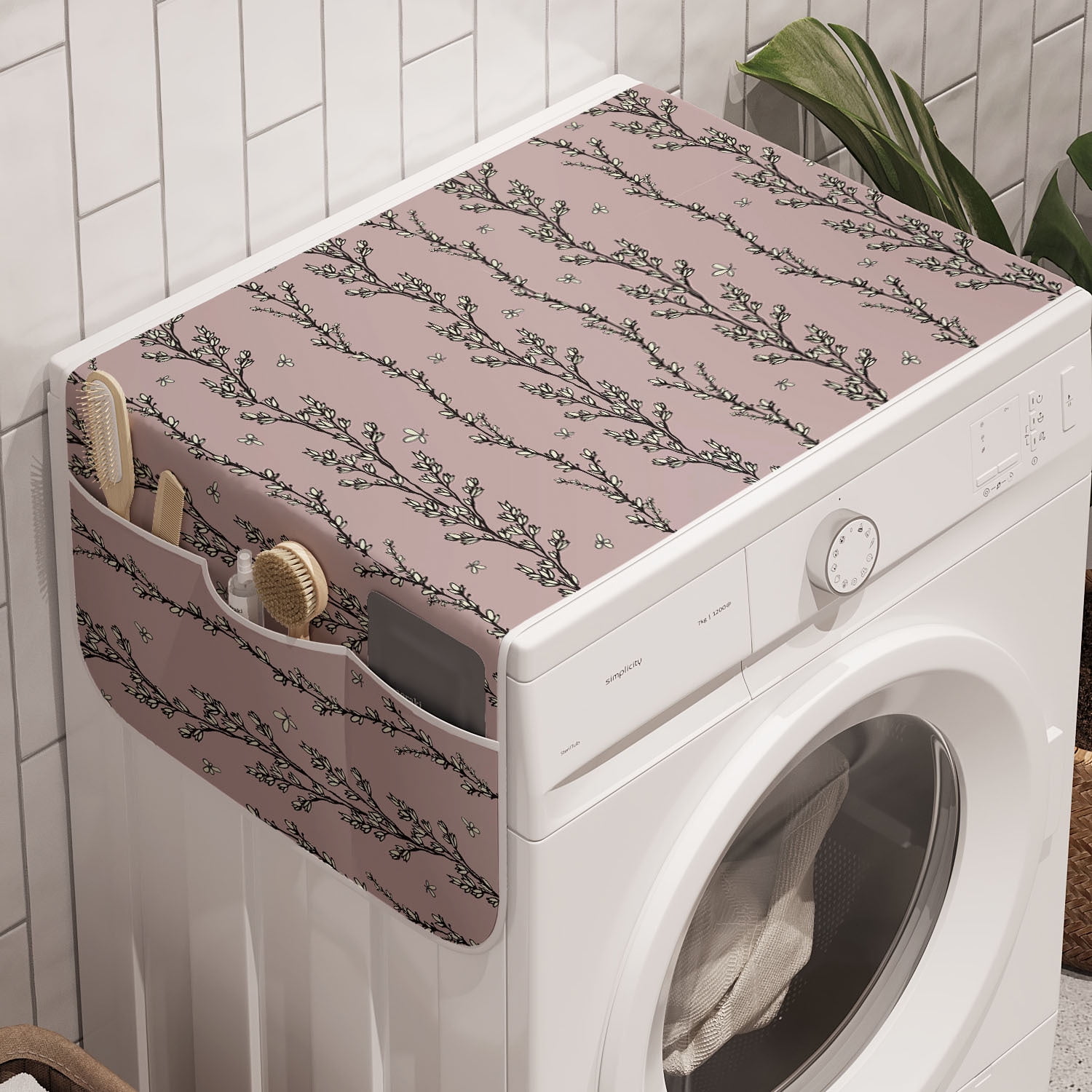 Floral Washing Machine Organizer, Pattern of Budding Flowers on ...