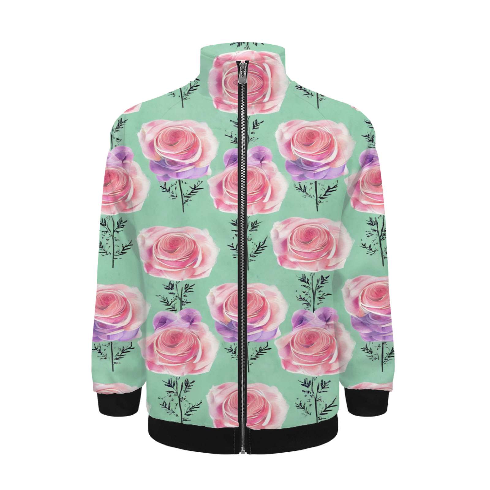 Floral Watercolor Mint Jacket Men's Street Cool Long Sleeves Coat ...