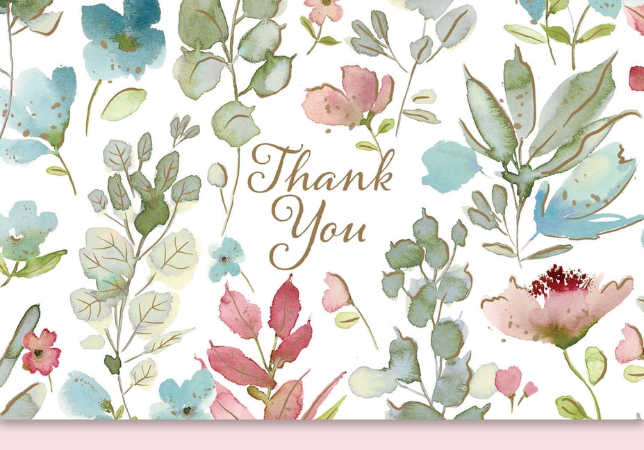 Floral Watercolor Thank You Notes (14 Cards, 15 Self-Sealing Envelopes ...