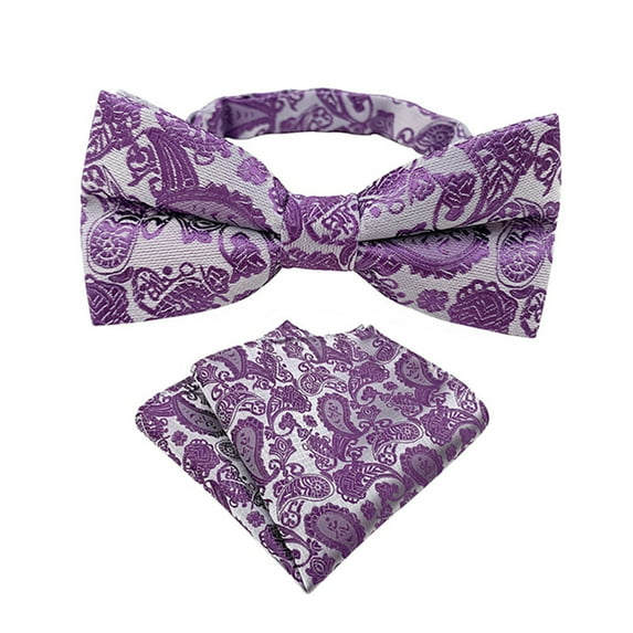 Floral Weave Print Adjustable Pre Tied Bows Tie and Pocket Square Set ...