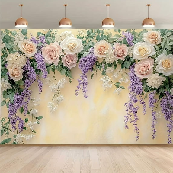 Floral Wedding Backdrop Roses Lilac Flowers Bridal Shower Photography ...