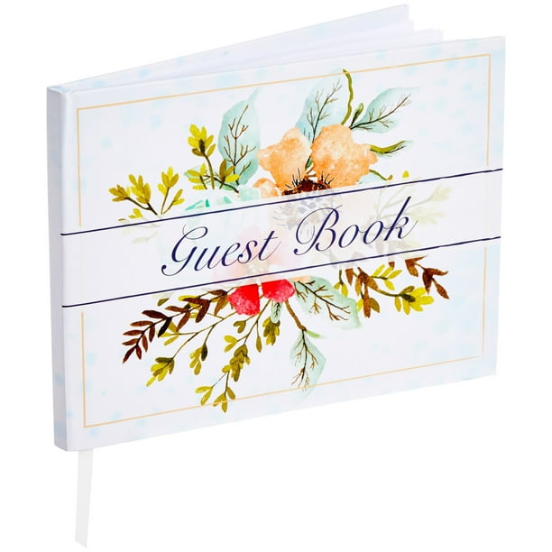 Floral Wedding Guest Book for Reception, Baby Shower with 56 Sheets/112 ...