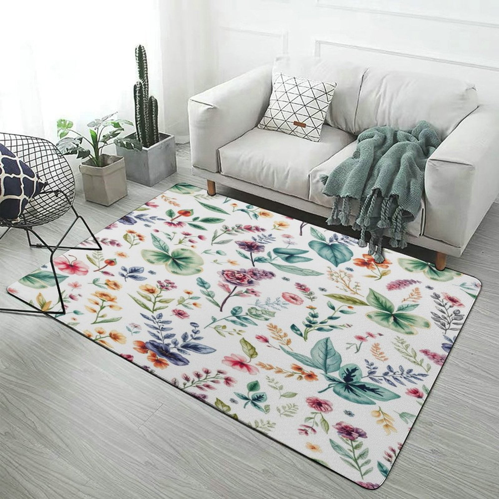 Floral White Background Pattern Light Luxury Home Carpets Living Room ...