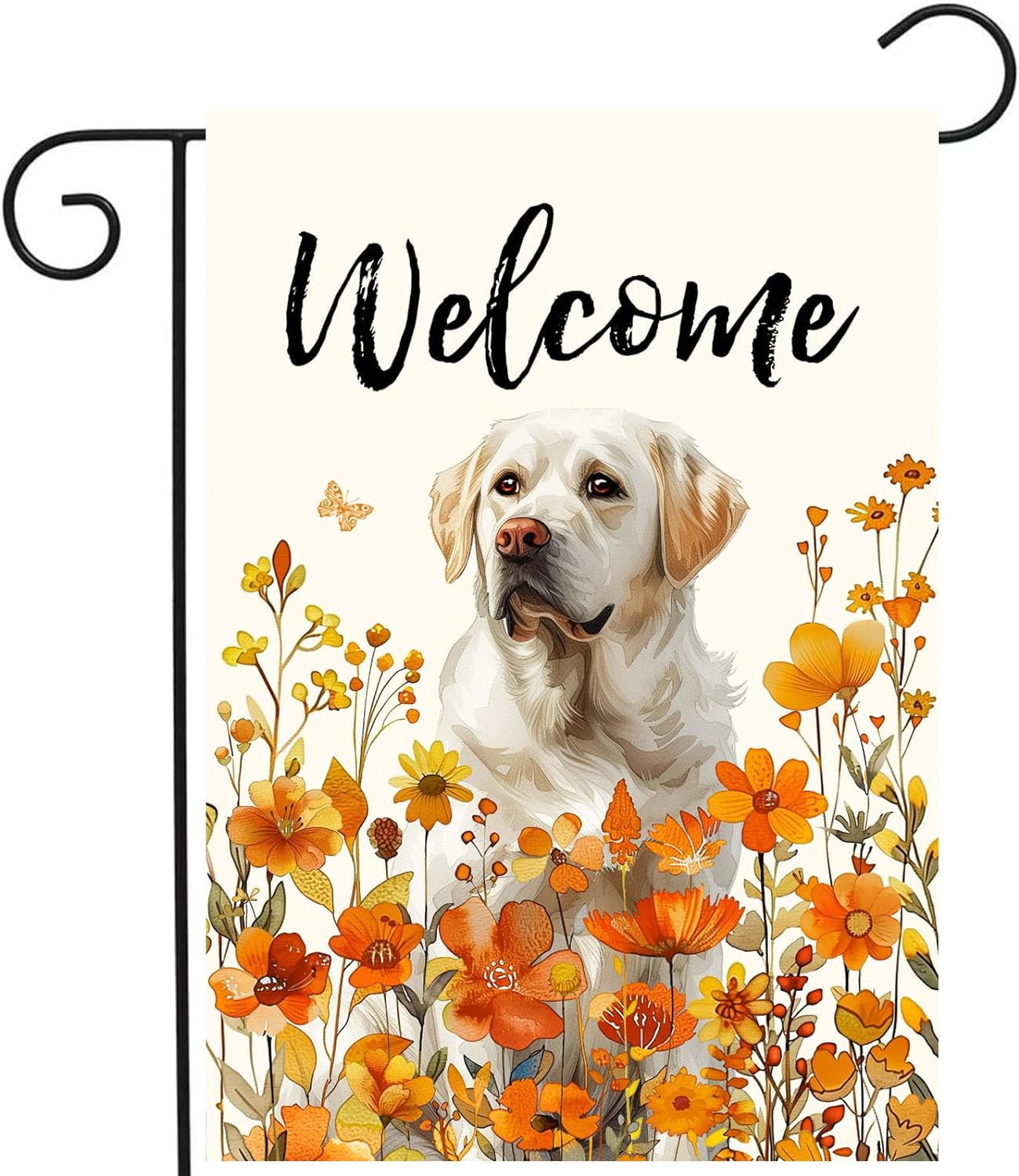 Floral White Lab Garden Flag Fall Yard Flag Wildflower Labrador Dog ...