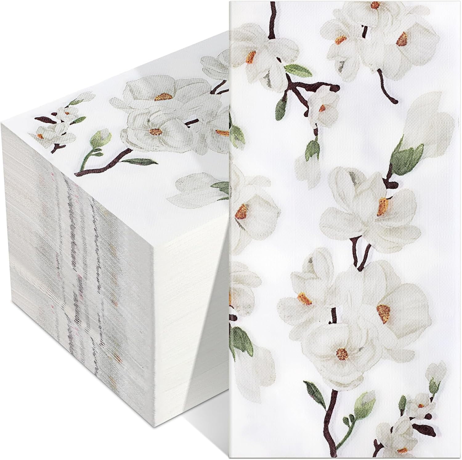 Floral White Magnolia Guest Napkins 3 Ply Spring Flower Dinner Hand ...