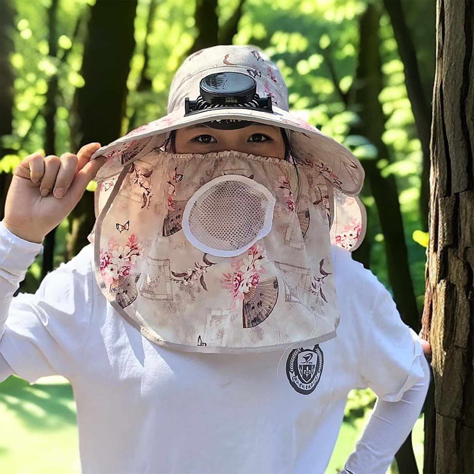 Floral Wide Brim Face Mask Sun Hats Bulk Women Summer Breathbale Neck ...