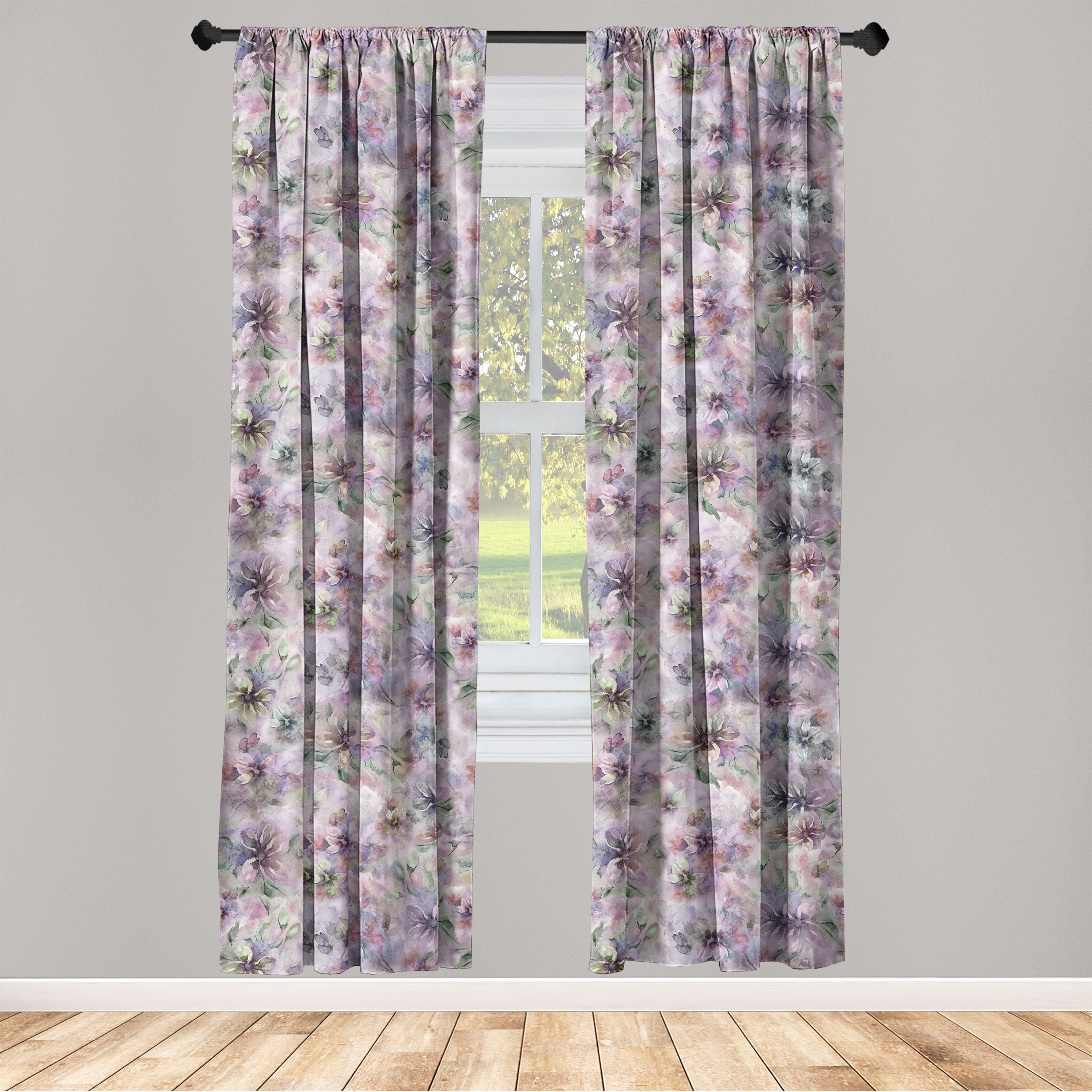 Floral Window Curtains, Botanical Atmosphere Garden Theme Romantic ...