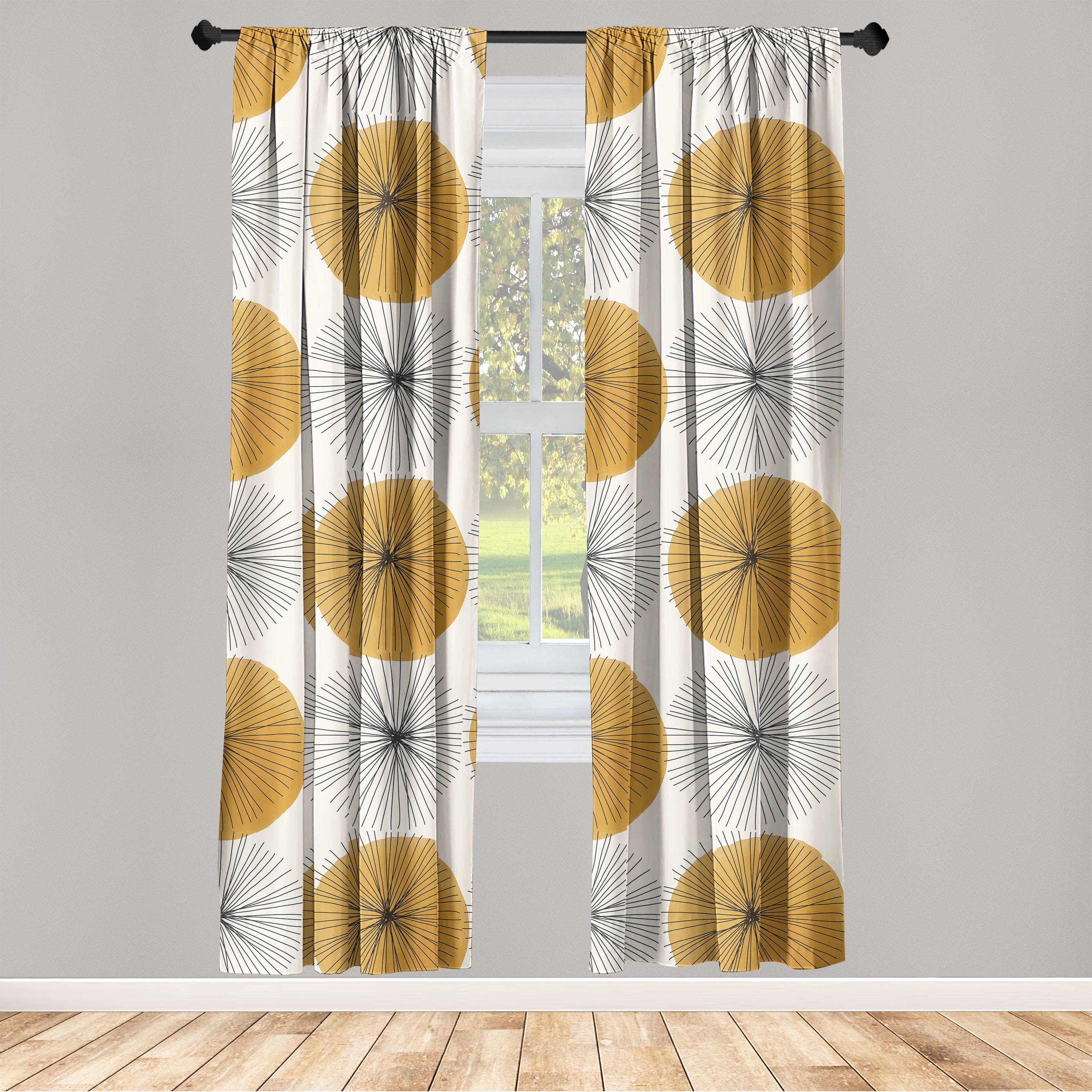Floral Window Curtains, Minimalist Style Garden Inspired Linear Flower ...