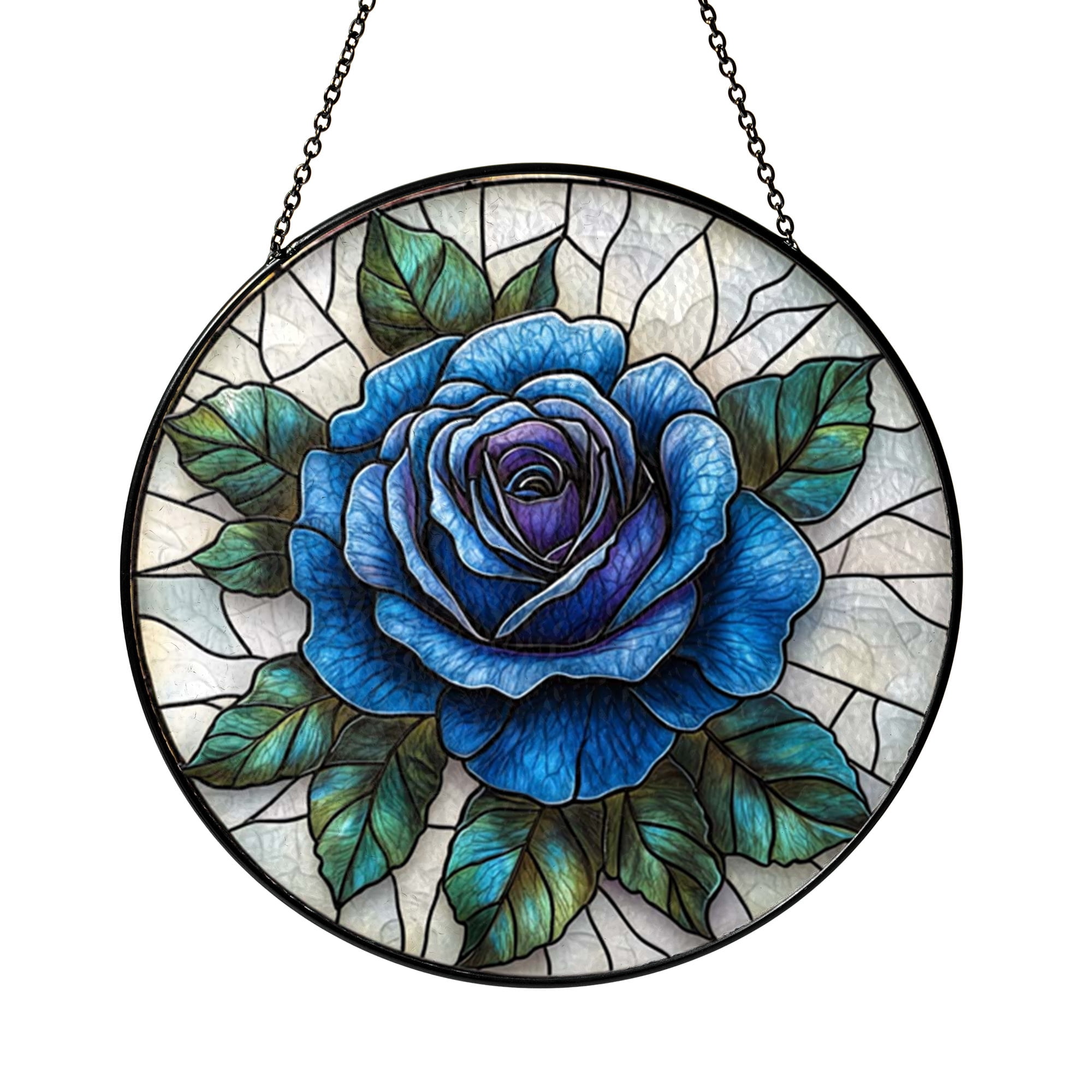 Floral Window Decor Rose Stained Glass Style - Walmart.com