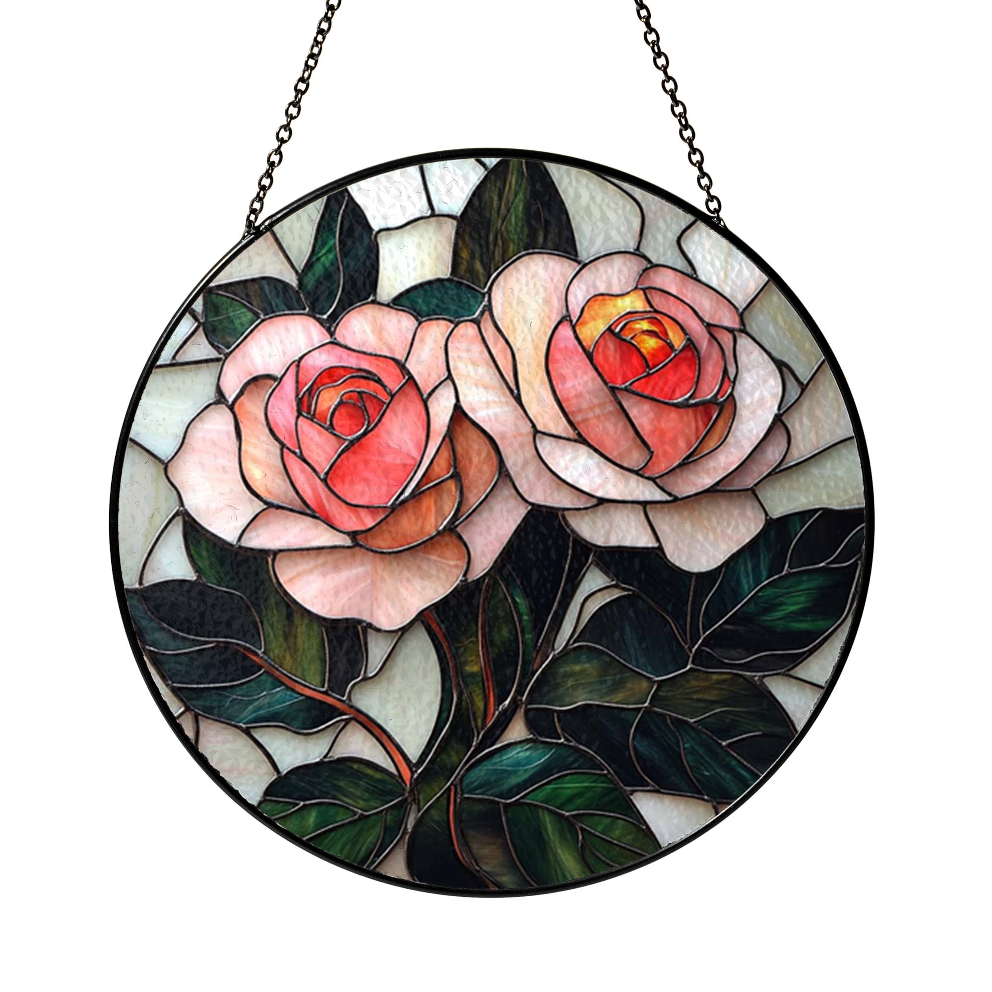 Floral Window Decor Rose Stained Glass - Walmart.com