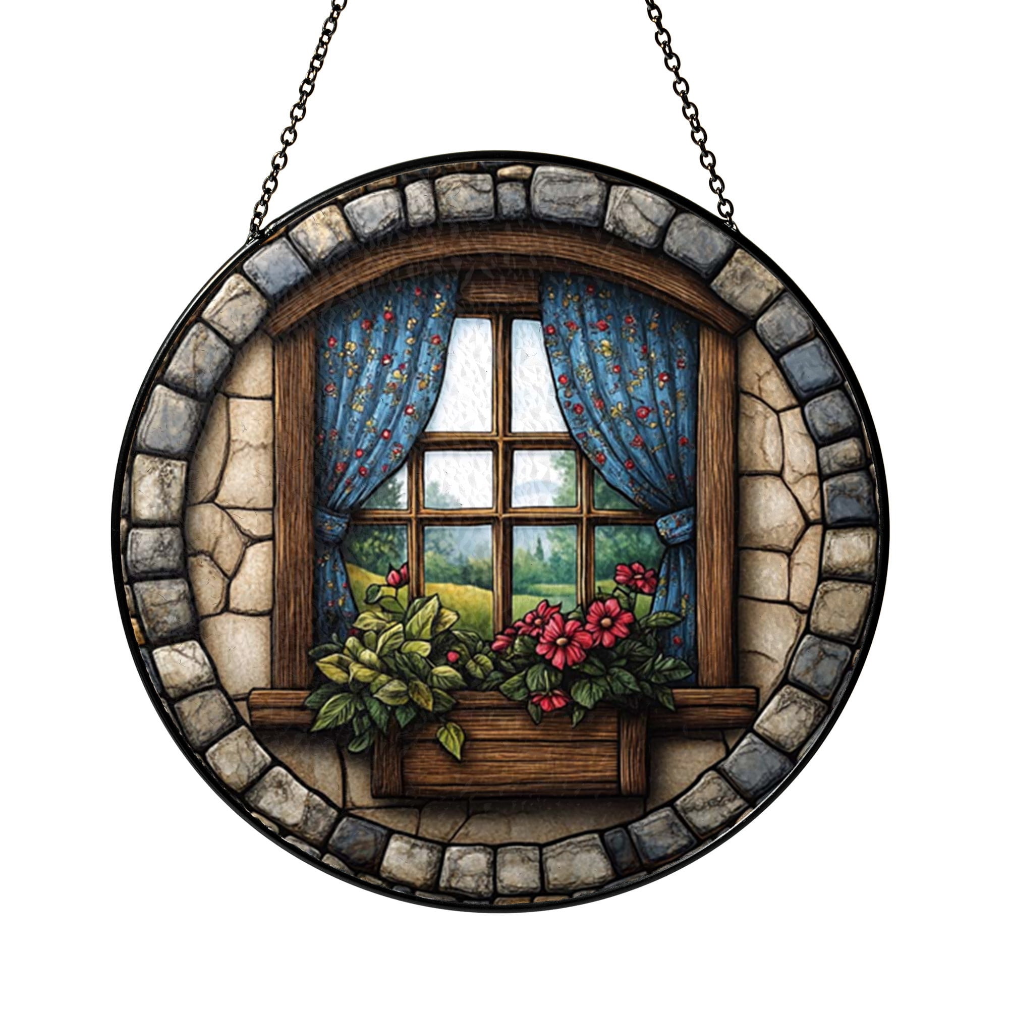 Floral Window Scene Stained Glass Suncatcher – Home Decor1601 - Walmart.com