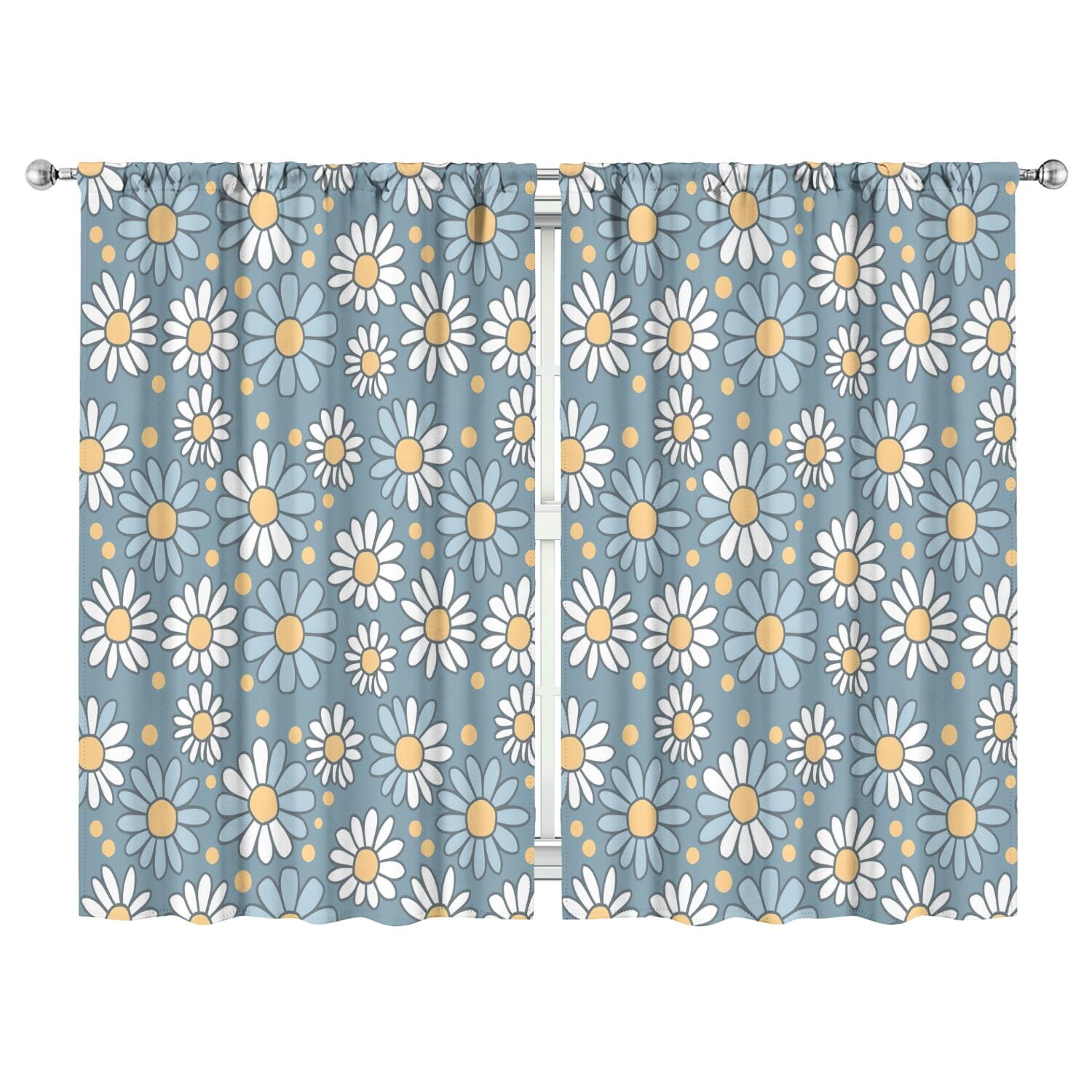 Floral Window Treatments, 84 Inch Long for Bedroom, Rod Pocket Curtains ...