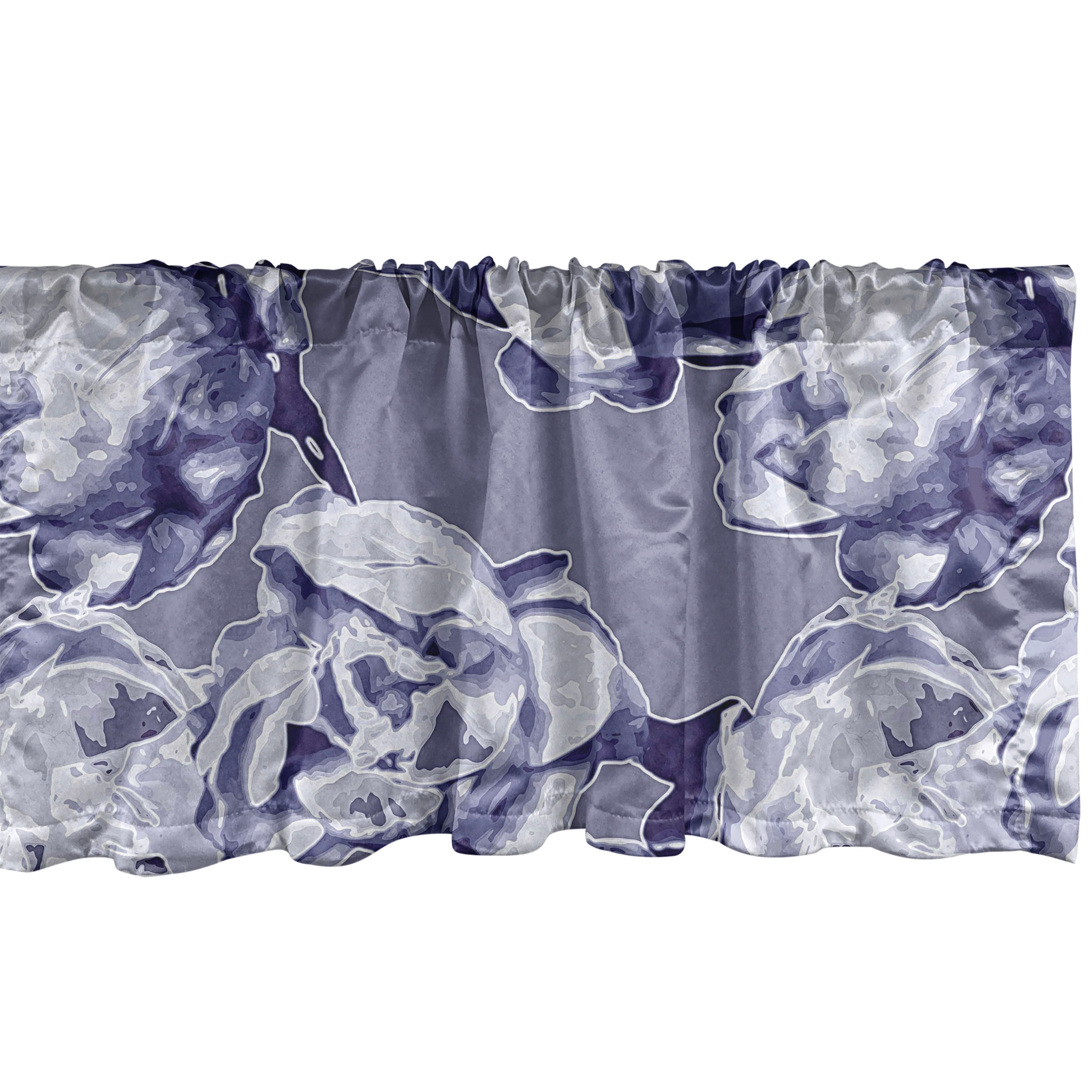 Floral Window Valance, Abstract Retro Graphic Effect Peony Flowers ...