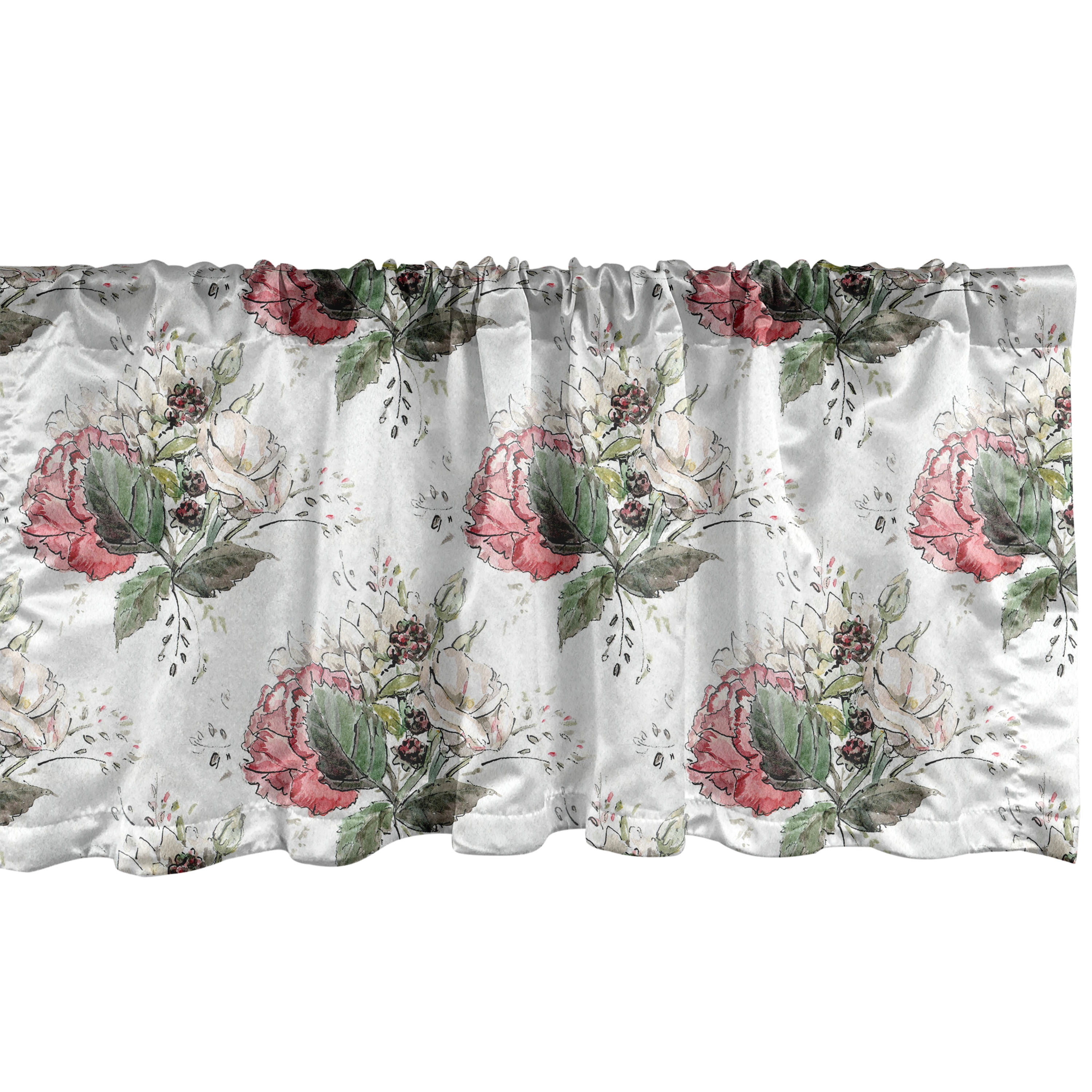 Floral Window Valance, Arrangement of Roses Romantic Pattern Vintage ...