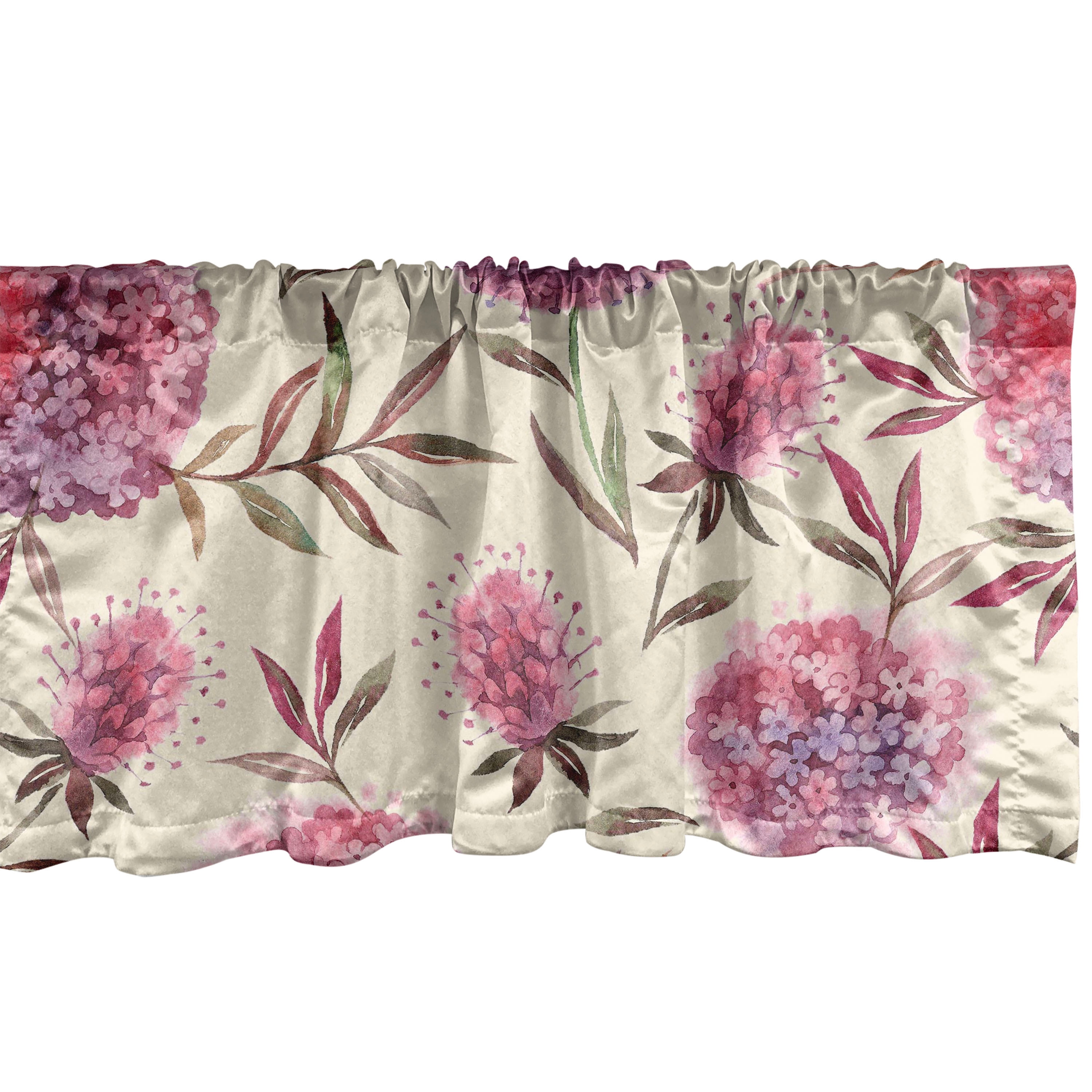 Floral Window Valance, Asian Garden Spring Inspired Watercolor Romantic ...